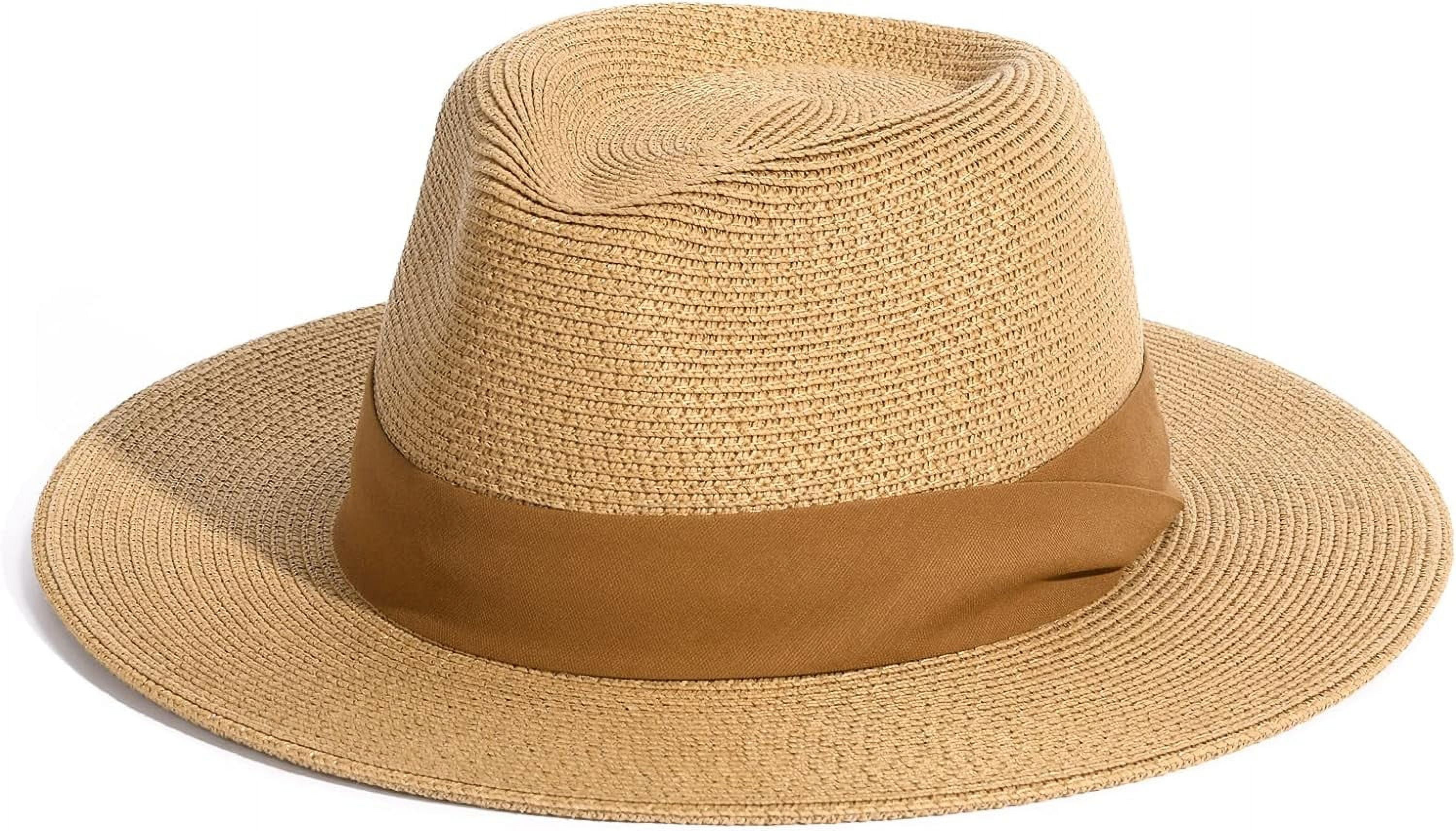 Furtalk Womens Mens Wide Brim Straw Panama Hat Fedora Summer Beach Sun