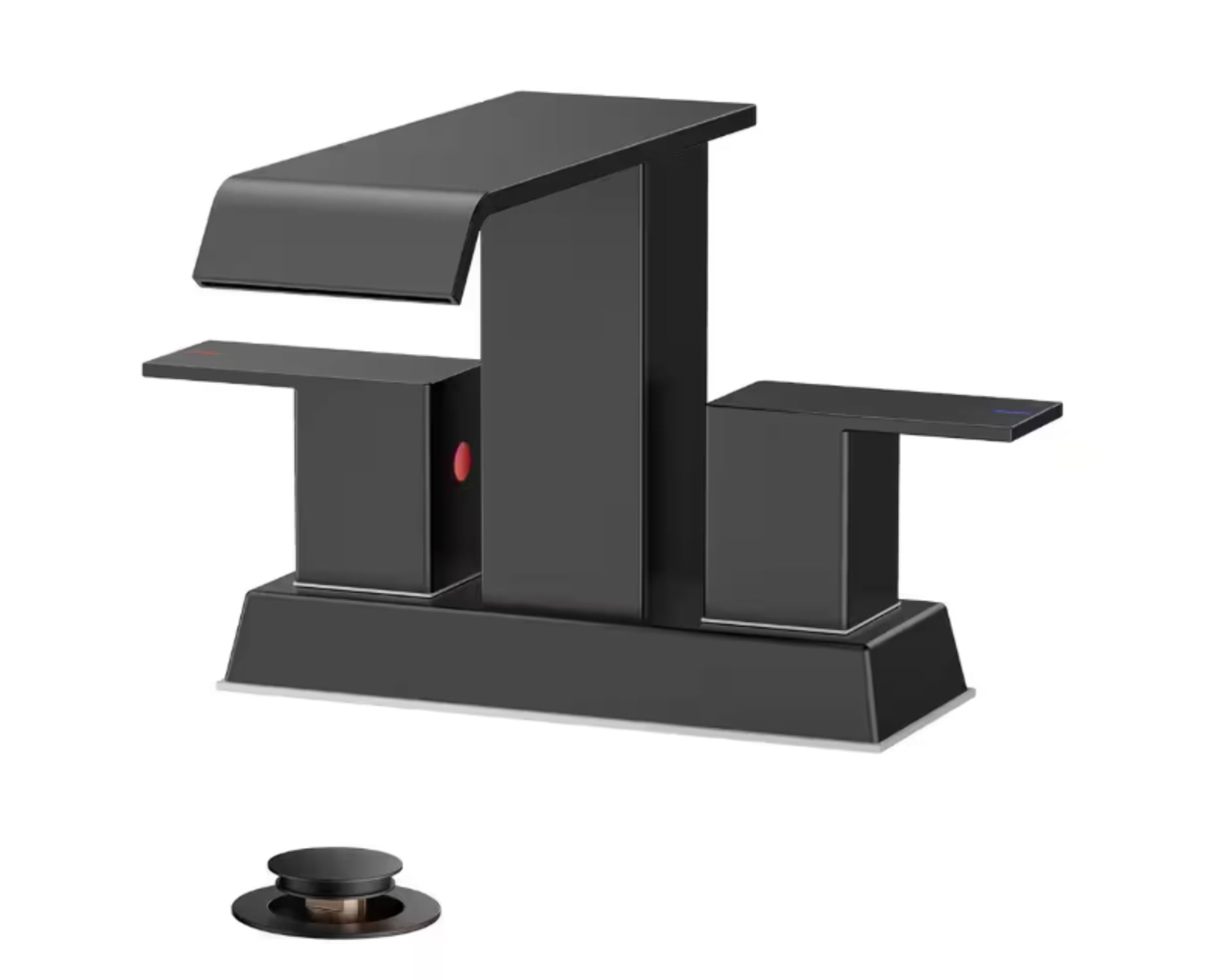 FURUISI 4 in. Centerset Double Handle Low Arc Bathroom Faucet with Pop ...