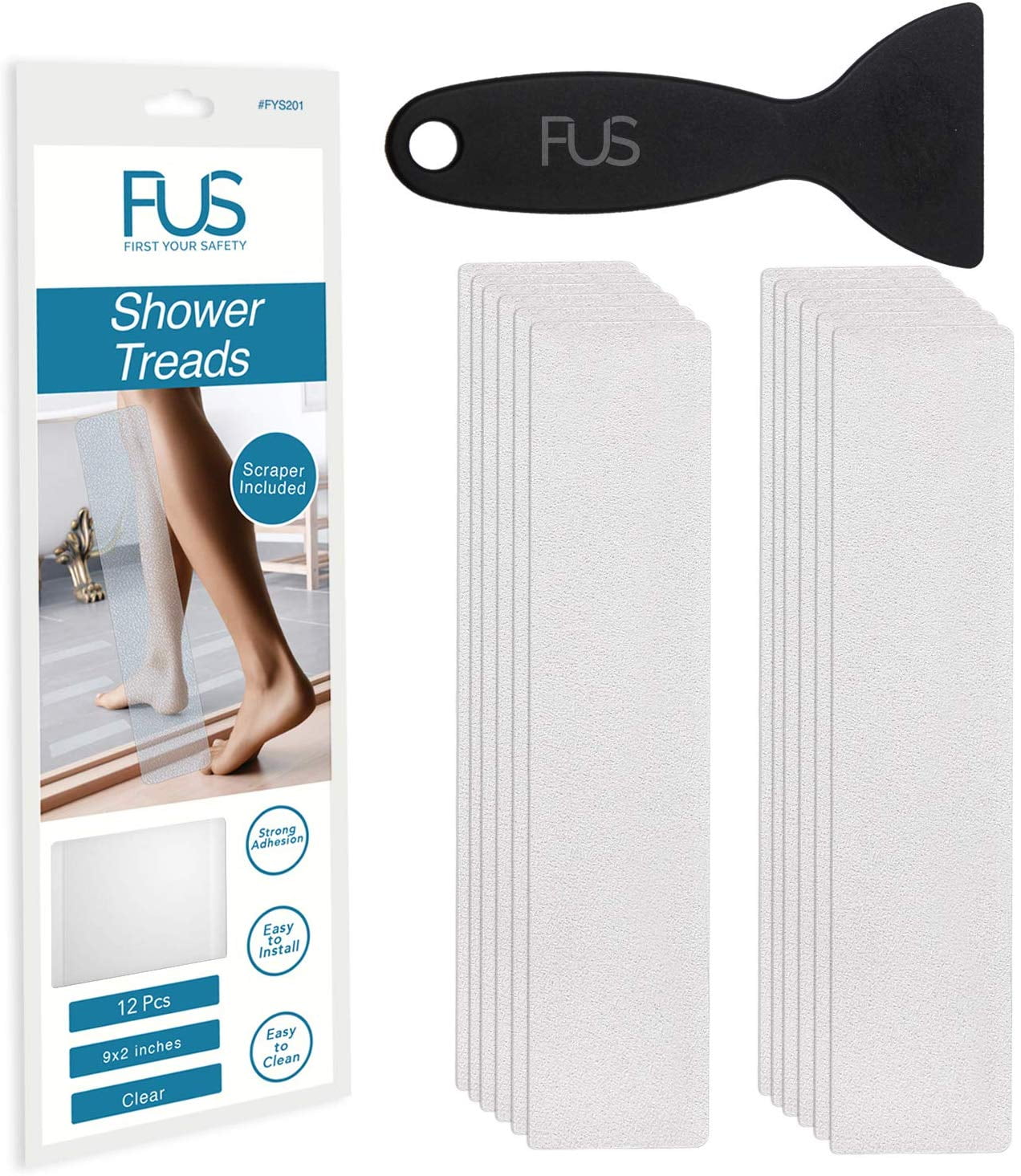 FUS Bathtub Non-Slip Clear Shower Treads 12 Pcs Traction Strips ...