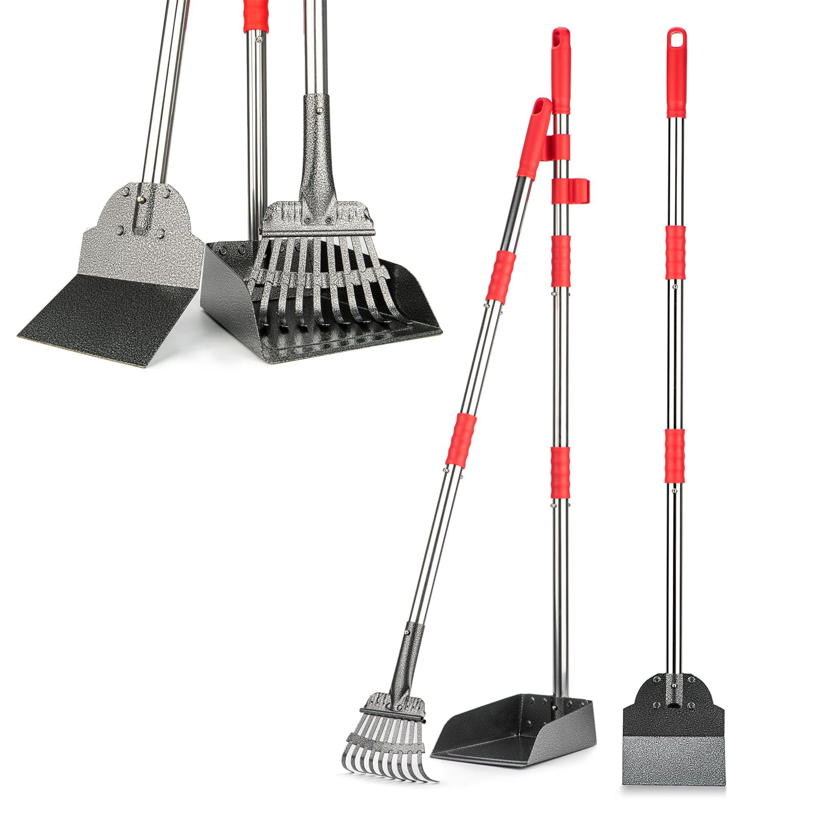 FUSBUNTY Pooper Scooper, Long Handle Dog Pooper Scooper, Heavy Duty ...