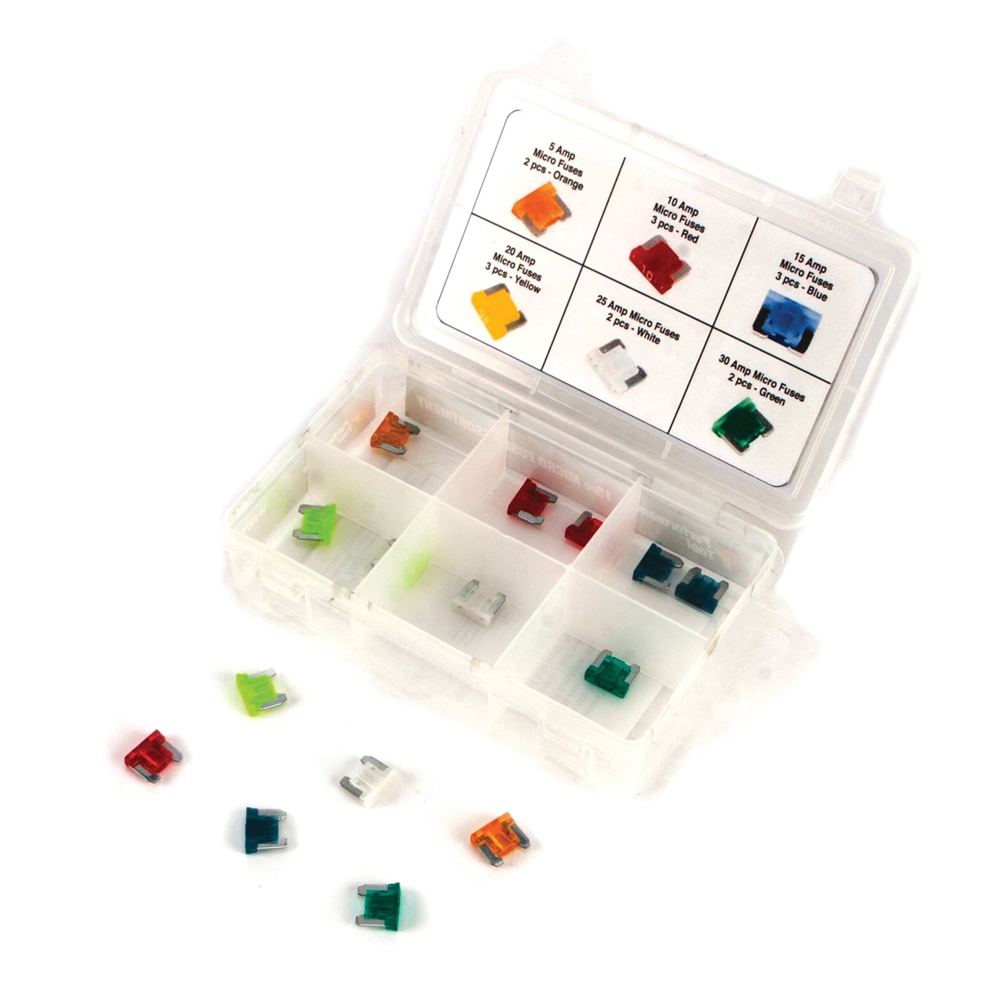 Performance Tool W5376 15-Piece Micro Fuse Assortment, Automotive Fuse ...