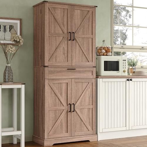 FUSOU 72'' Kitchen Storage Pantry Cabinet, Tall Storage Cabinet with 8 ...