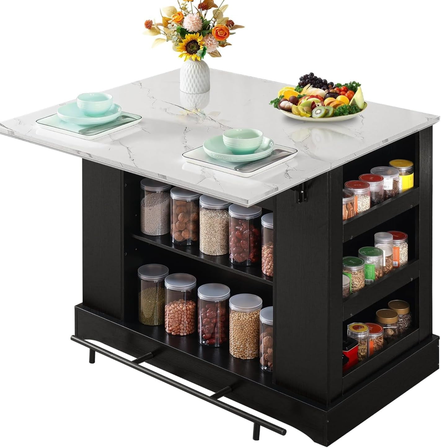 FUSUNBAO Large Kitchen Island with Storage & Power Outlet, Drawer ...