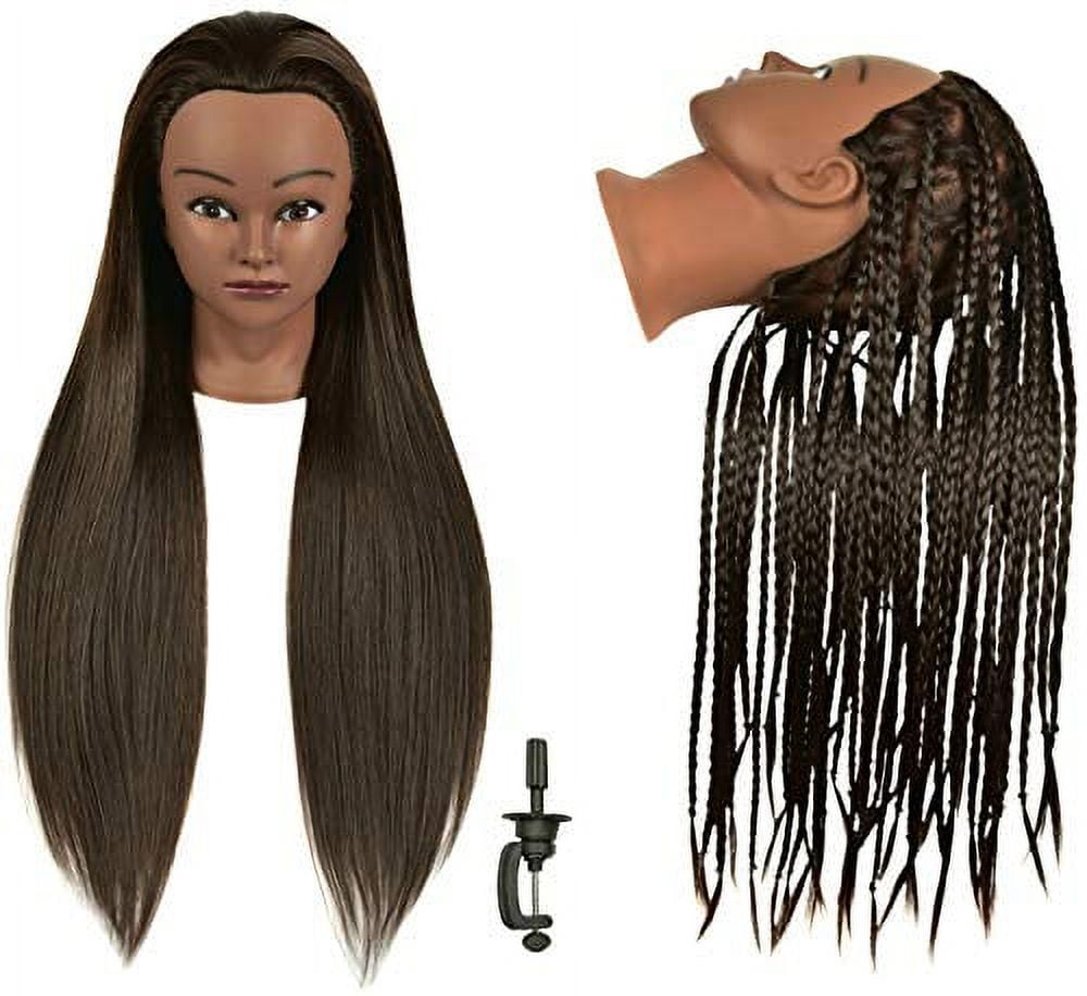FUTAI 30 Inch Real 20% Human Hair Mannequin Head with Table Clamp Stand ...