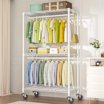 445LBS Rolling Clothes Rack with Cover, 81"H Adjustable Wire Portable ...
