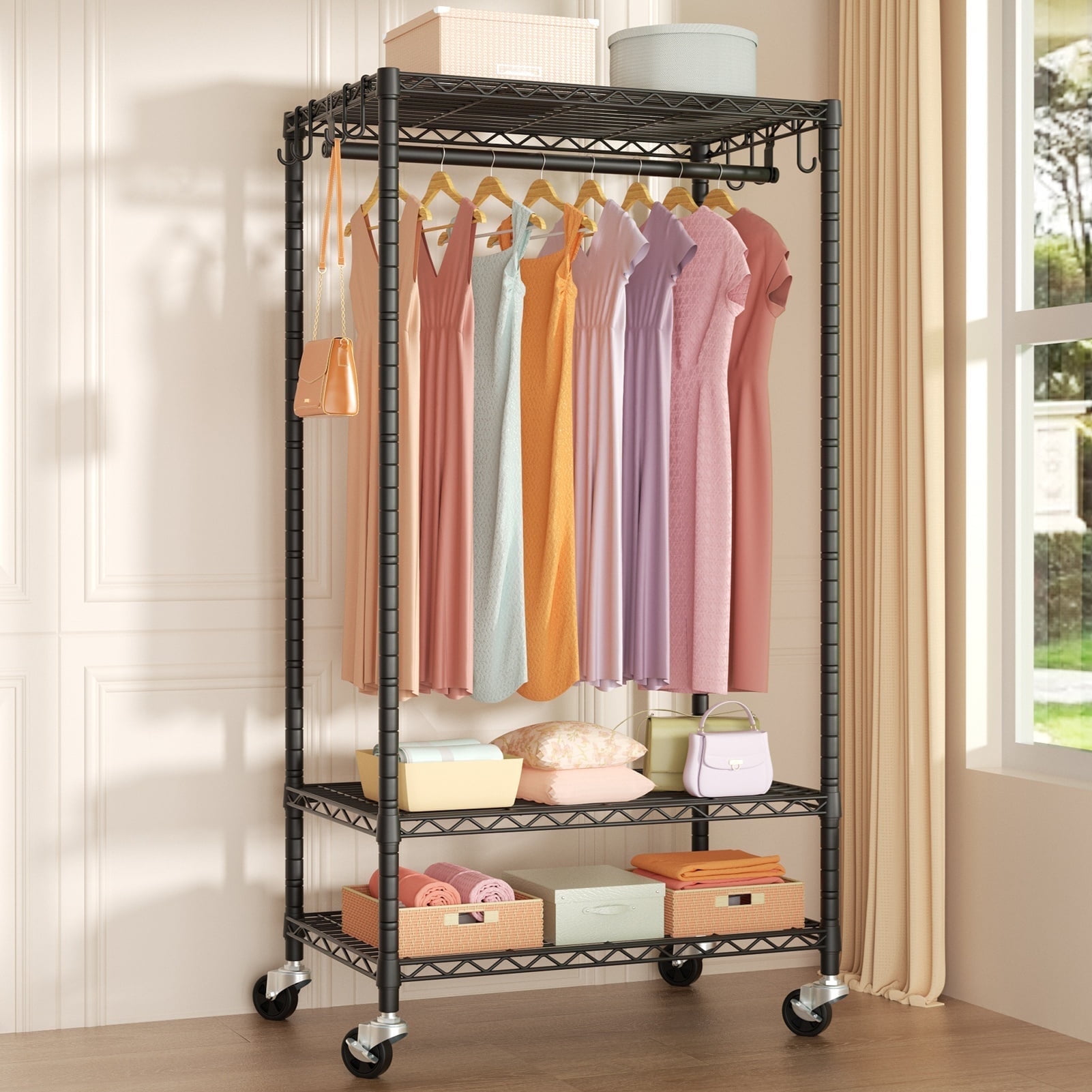 FUTASSI P6 Heavy Duty Rolling Garment Rack - 380lbs Capacity Mobile ...