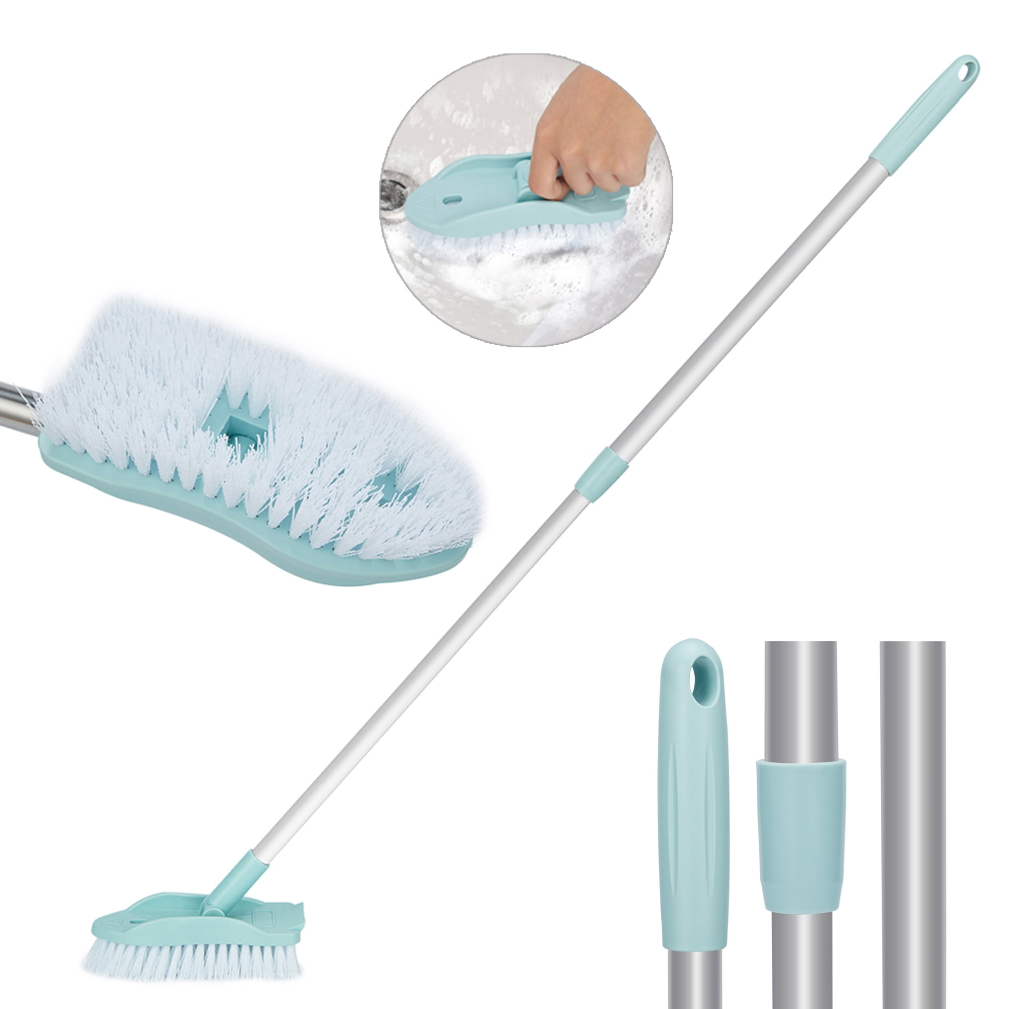 FUTATA 2 in 1 Floor Scrub Brush Adjustable Long Handle Scrubber Shower ...