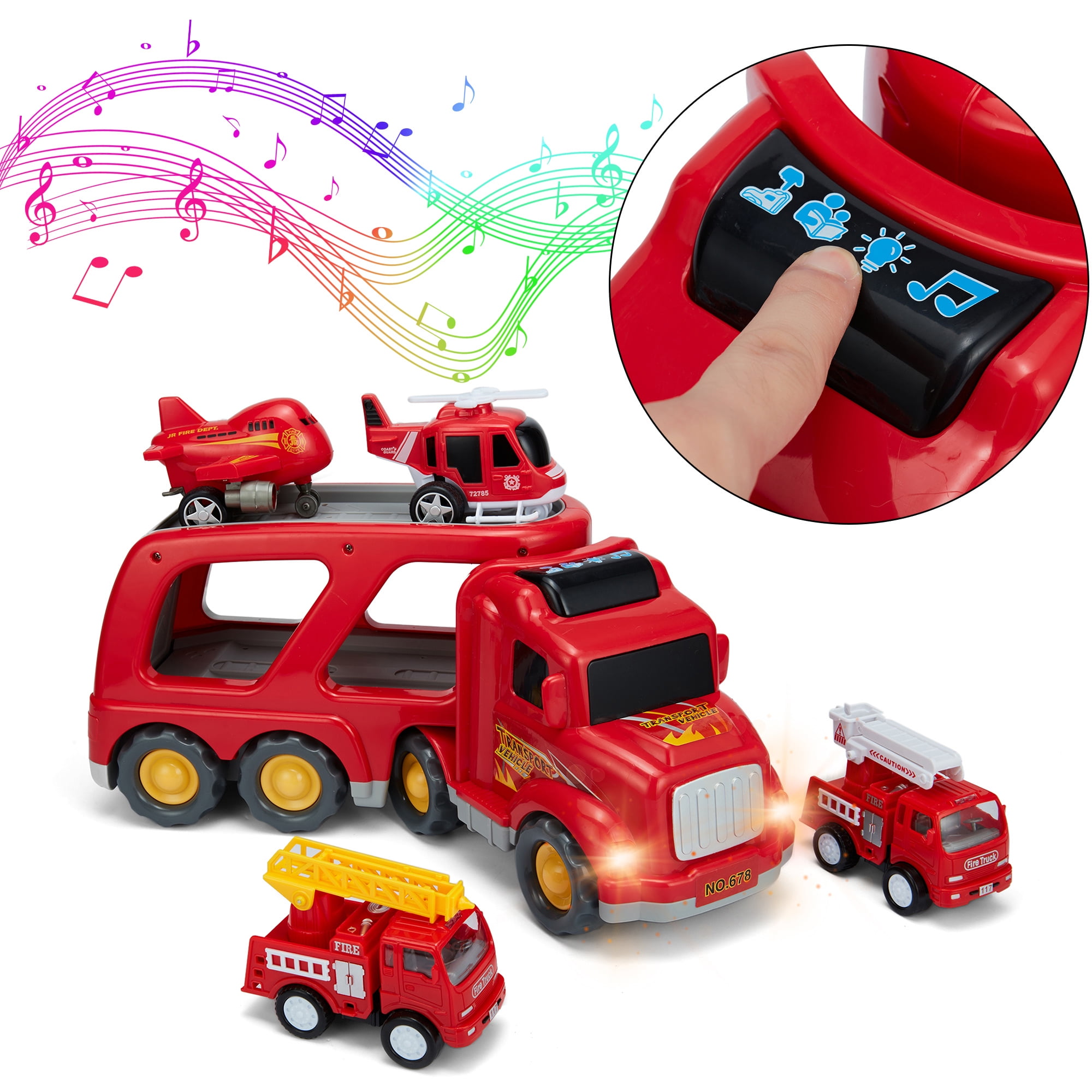 FUTATA 5 in 1 Construction Truck Toy Cartoon Transport Truck Set with ...