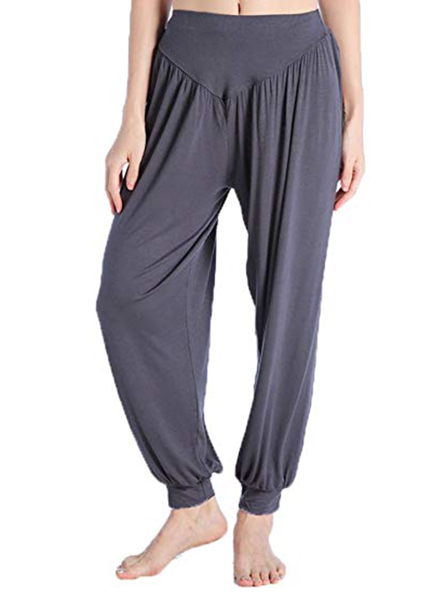FUTATA Casual Loose Solid Color Harem Pants Lounge Yoga Elastic Beach ...