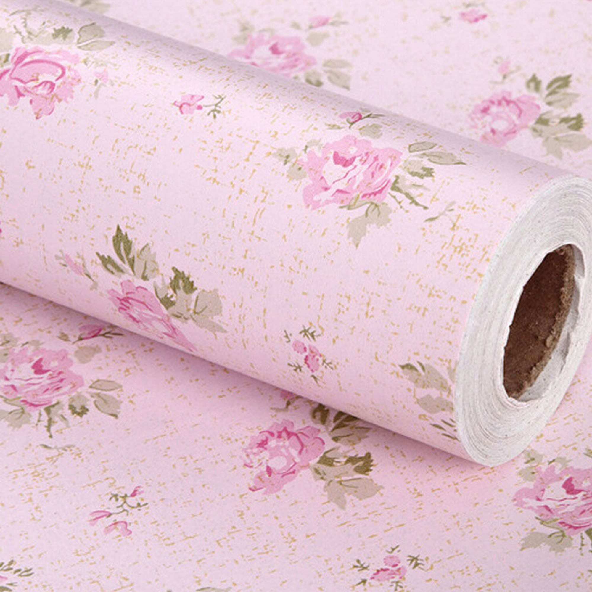 FUTATA Floral Wallpaper Pink Flower Wall Stickers Peel And Stick Self ...