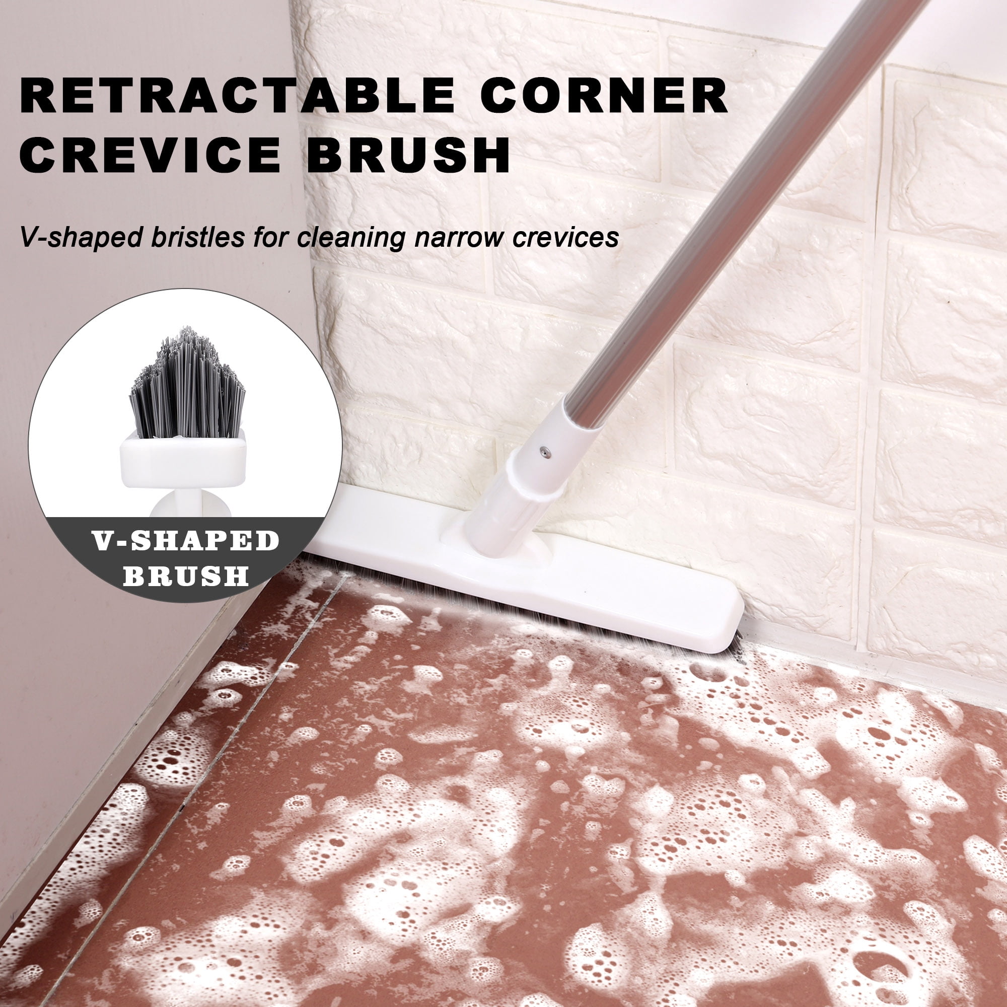 FUTATA Household Cleaning Brush Retractable Floor Scrub Brush Long ...