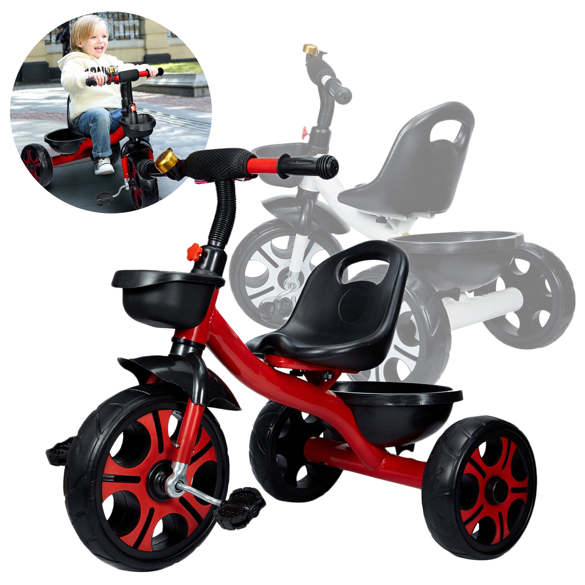 FUTATA Kids Trike for Aged 6 Month and Up Stroller Trike 3 Wheel Pedal ...