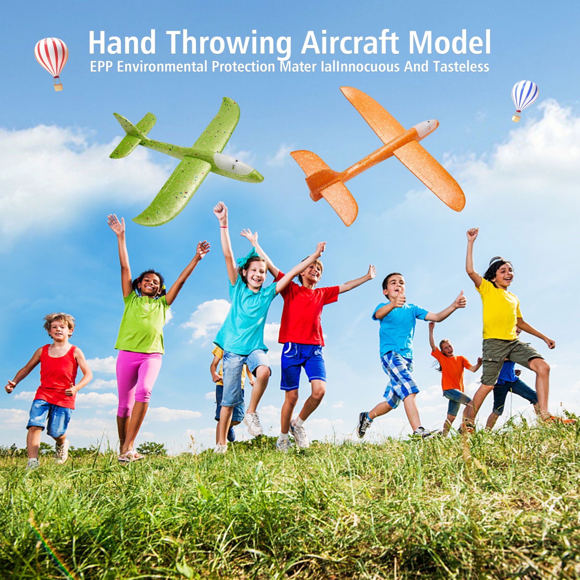 FUTATA LED Rainbow Light Airplane Foam Airplane Model Foam Throwing ...