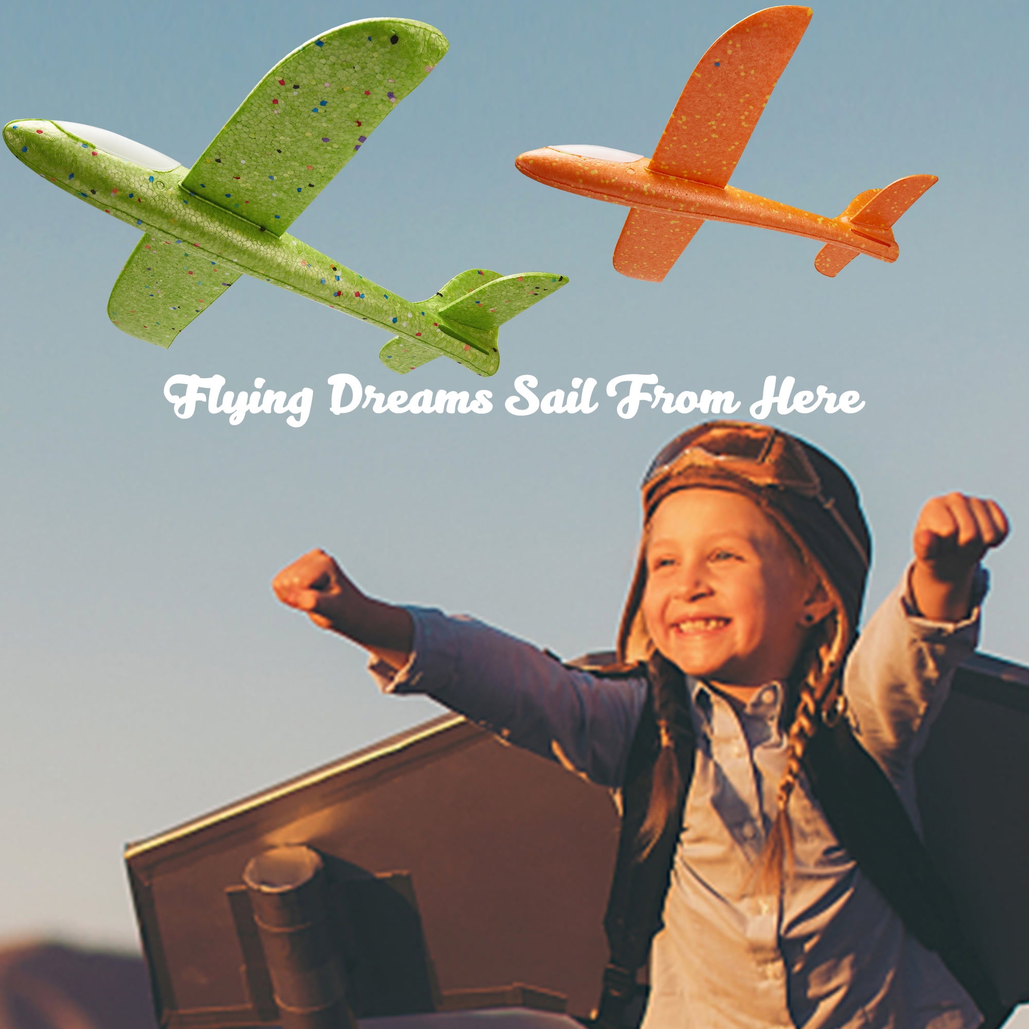 FUTATA LED Rainbow Light Airplane Toys For Kids, Large Throwing Foam ...