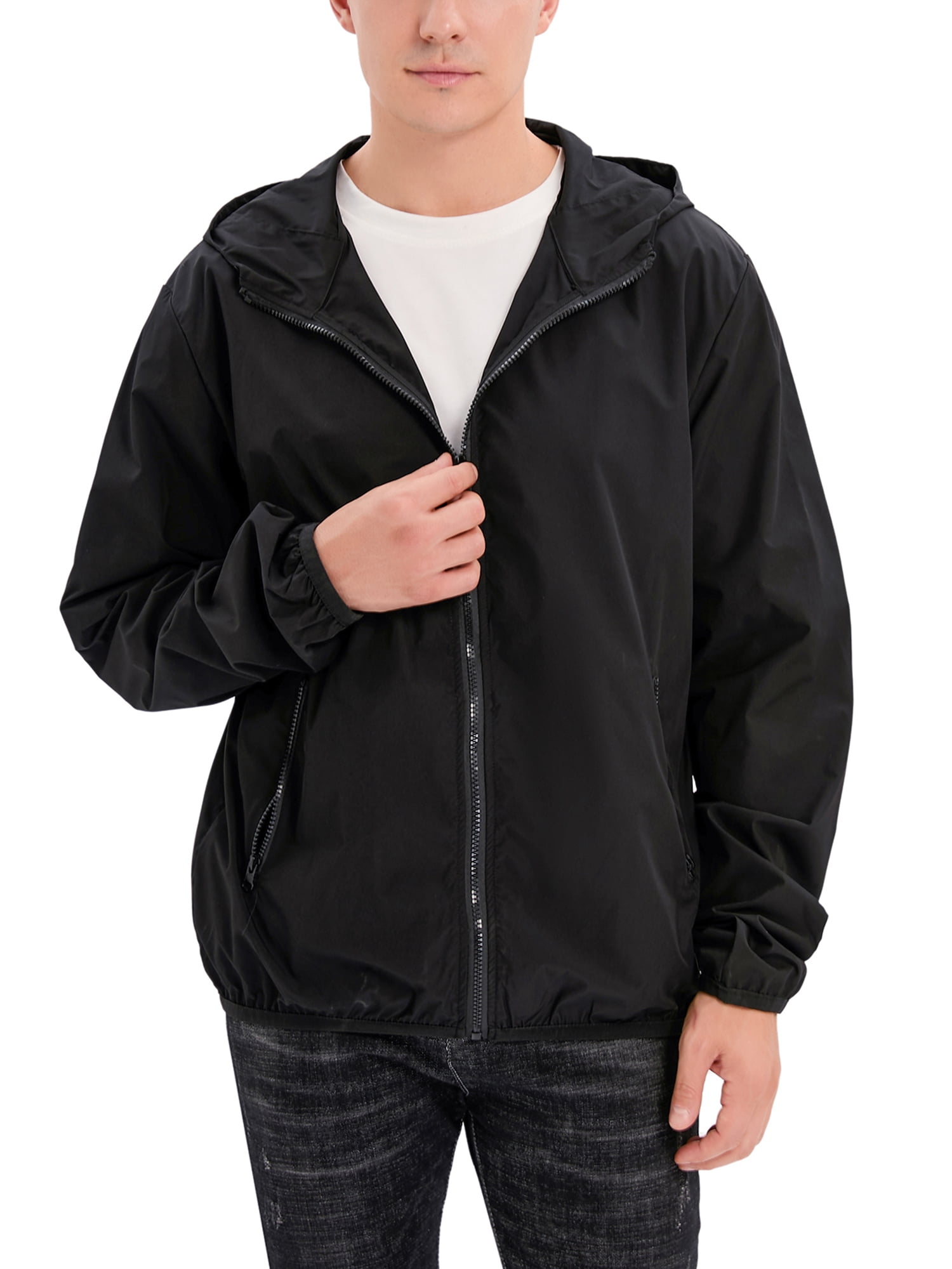 Futata Men's Lightweight Waterproof Windbreaker Jacket, Full Zip ...