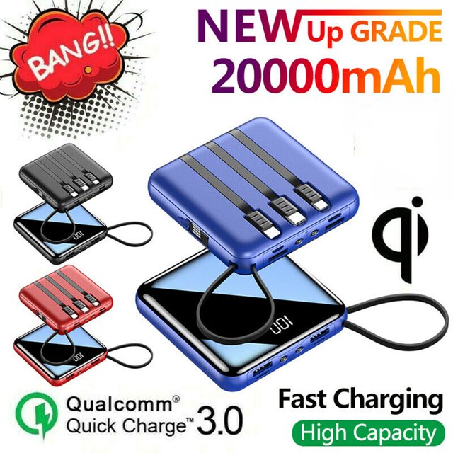 FUTATA Ultra Slim Mini Power Bank, 20000mAh Fast Charger, USB Portable ...