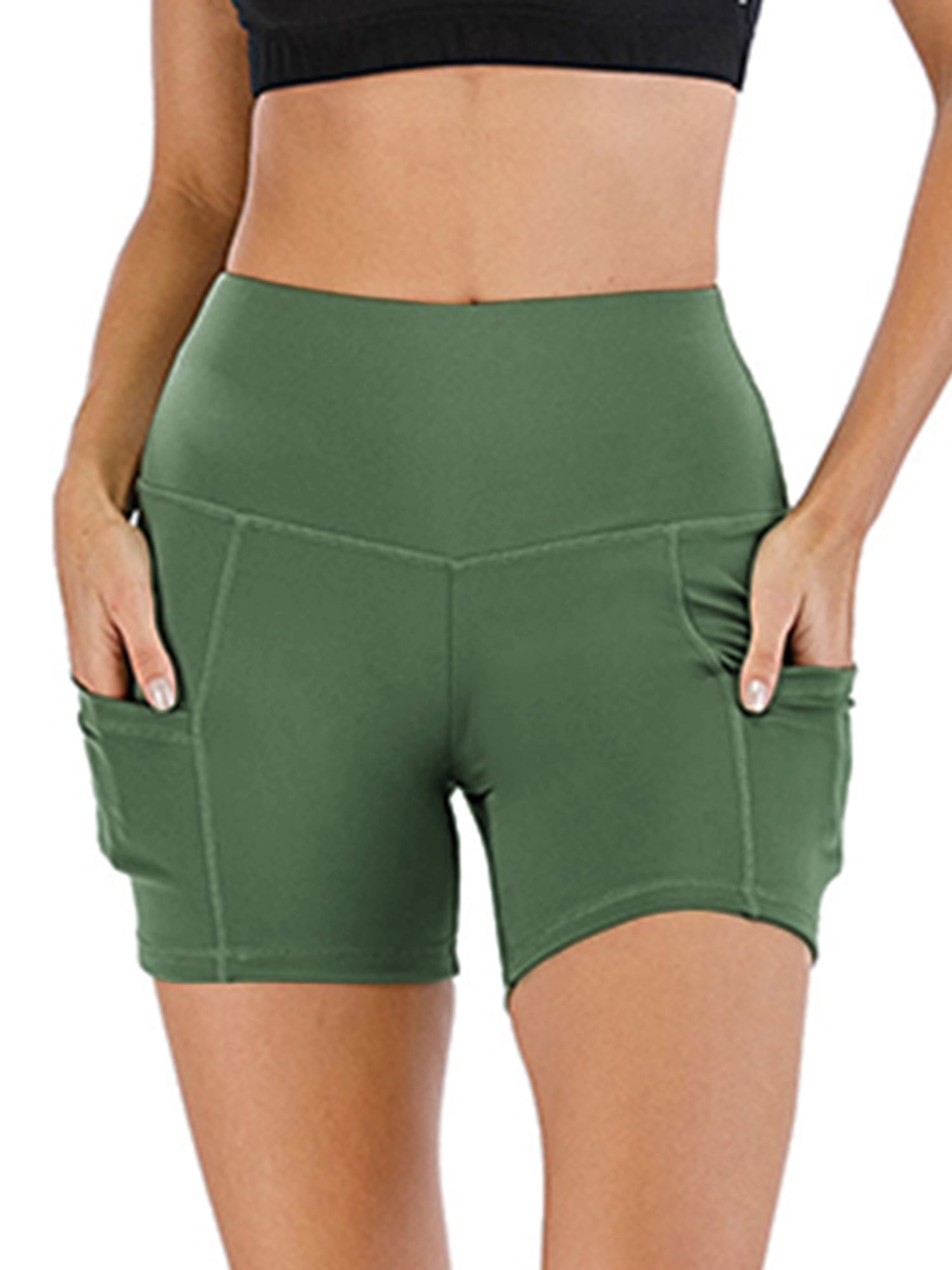 FUTATA Womens Biker Shorts Compression Yoga Workout Shorts With Pockets ...