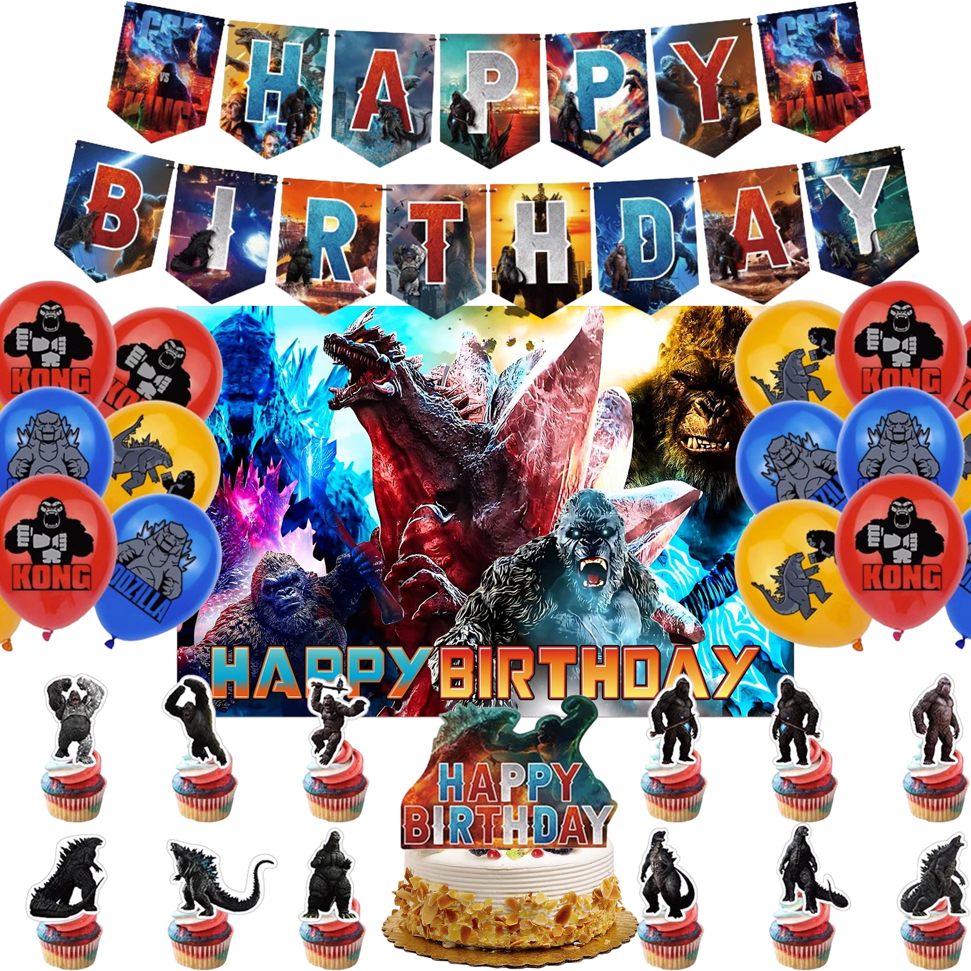 FUTIANYI 47-Piece Godzilla Party Supplies, Birthday Decorations Kit ...