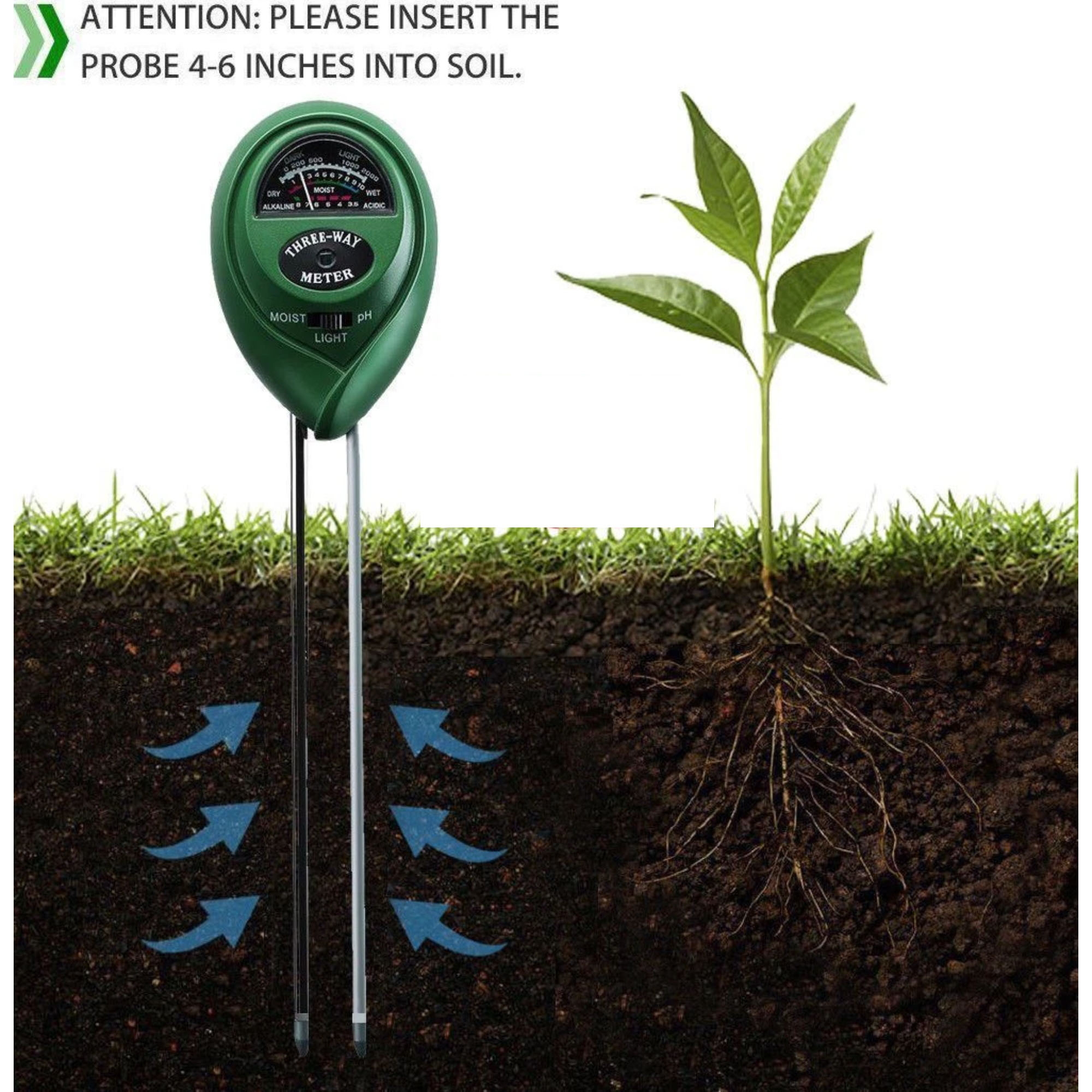FUTINGZHI 3 in 1 Digital PH Tester Sunlight Soil Moisture Meter ...