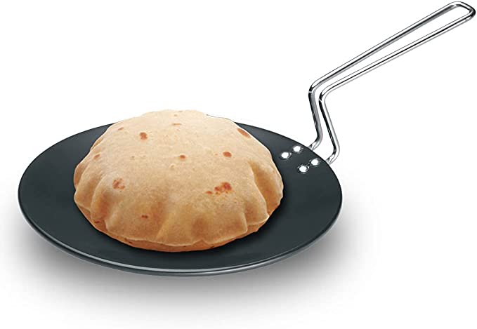 FUTURA Hard Anodised Concave Tava Griddle, 10-Inch, 6.35mm with Steel ...