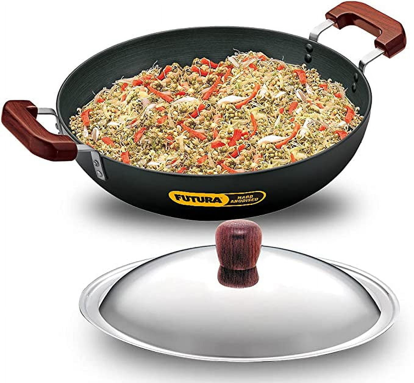 FUTURA Hard Anodised Deep-Fry Pan(Kadhai) 7-1/2-Litre with Steel Lid ...