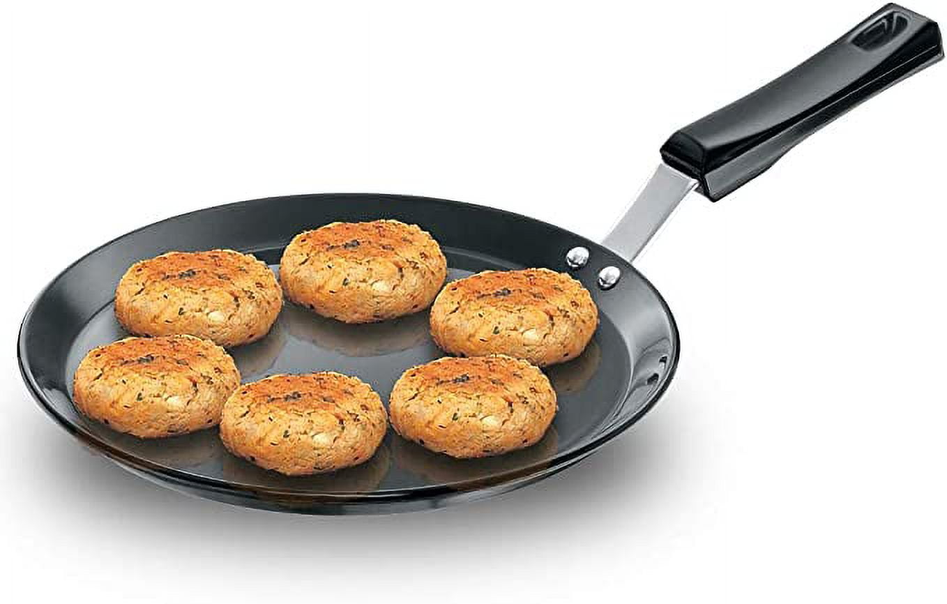FUTURA Hard Anodised Flat Tava Griddle, 10-Inch, 4.88mm with Plastic ...