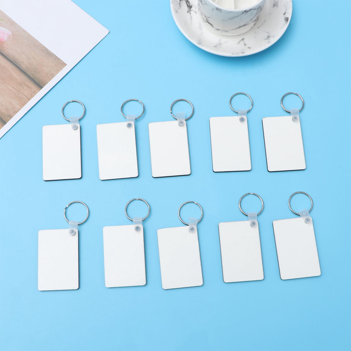 FUTUREORYY 10Pcs Blank Heat Key Pendants Square White Density for DIY ...
