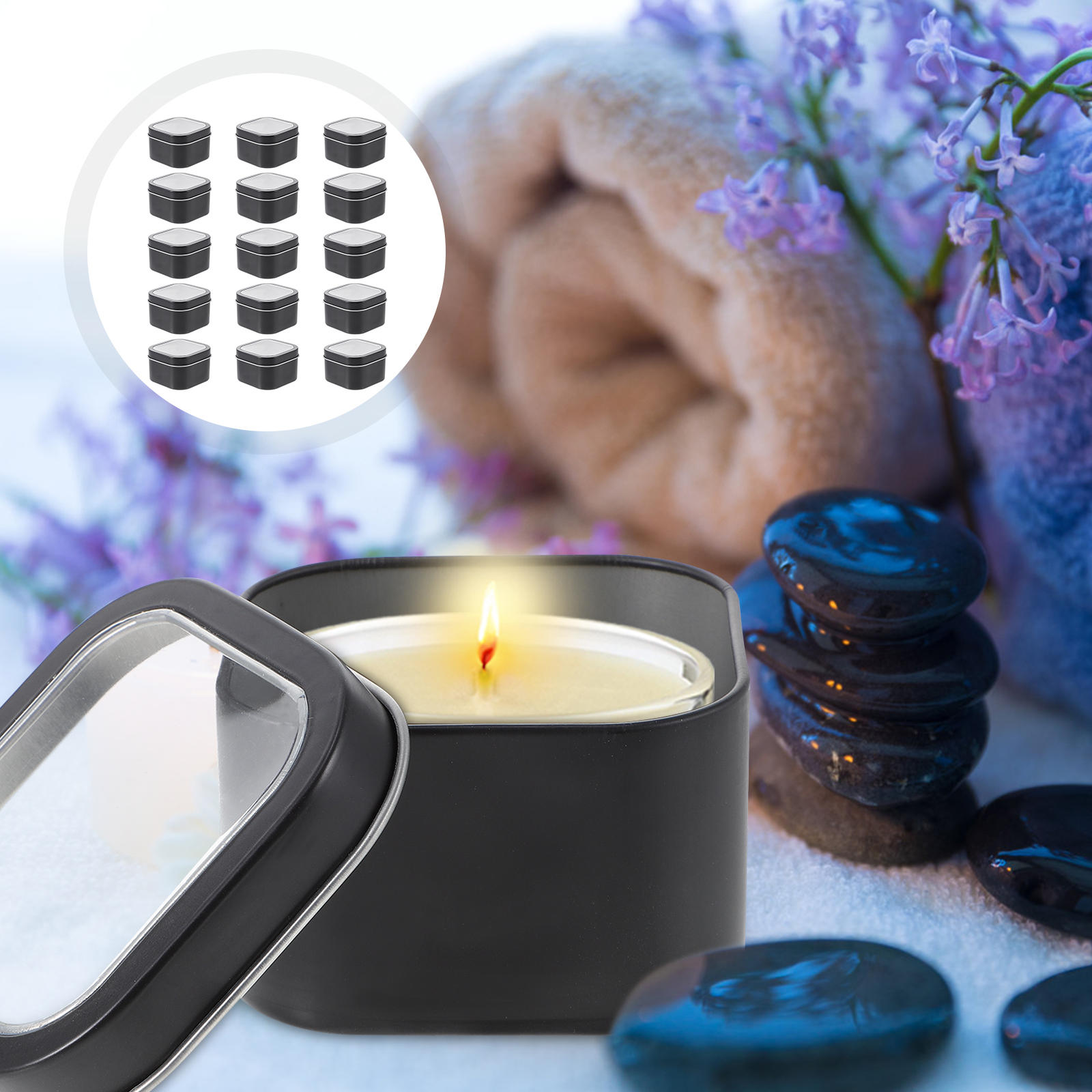 FUTUREORYY 15Pcs Candle Tins Square for present Packaging Box and Craft ...