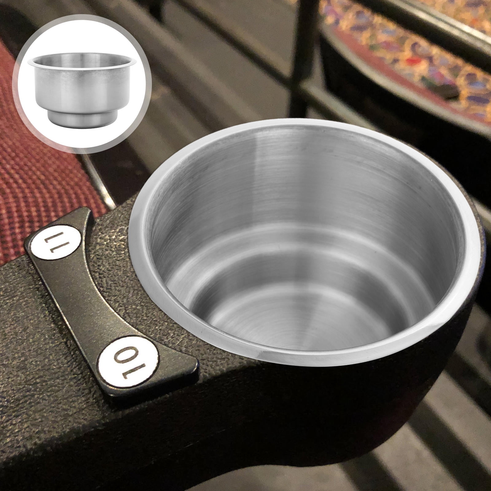FUTUREORYY 1Pcs Cup Holder for Couch Arm Silver Stainless Steel Round ...
