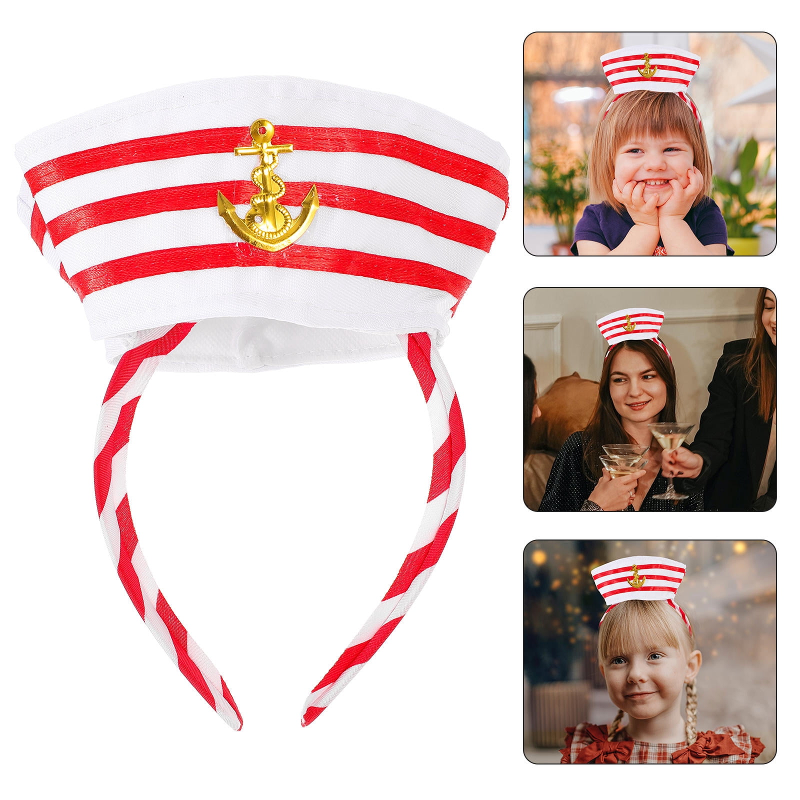 FUTUREORYY 1Set Captain Hat Headband Red Cloth Sponge Nautical Party ...