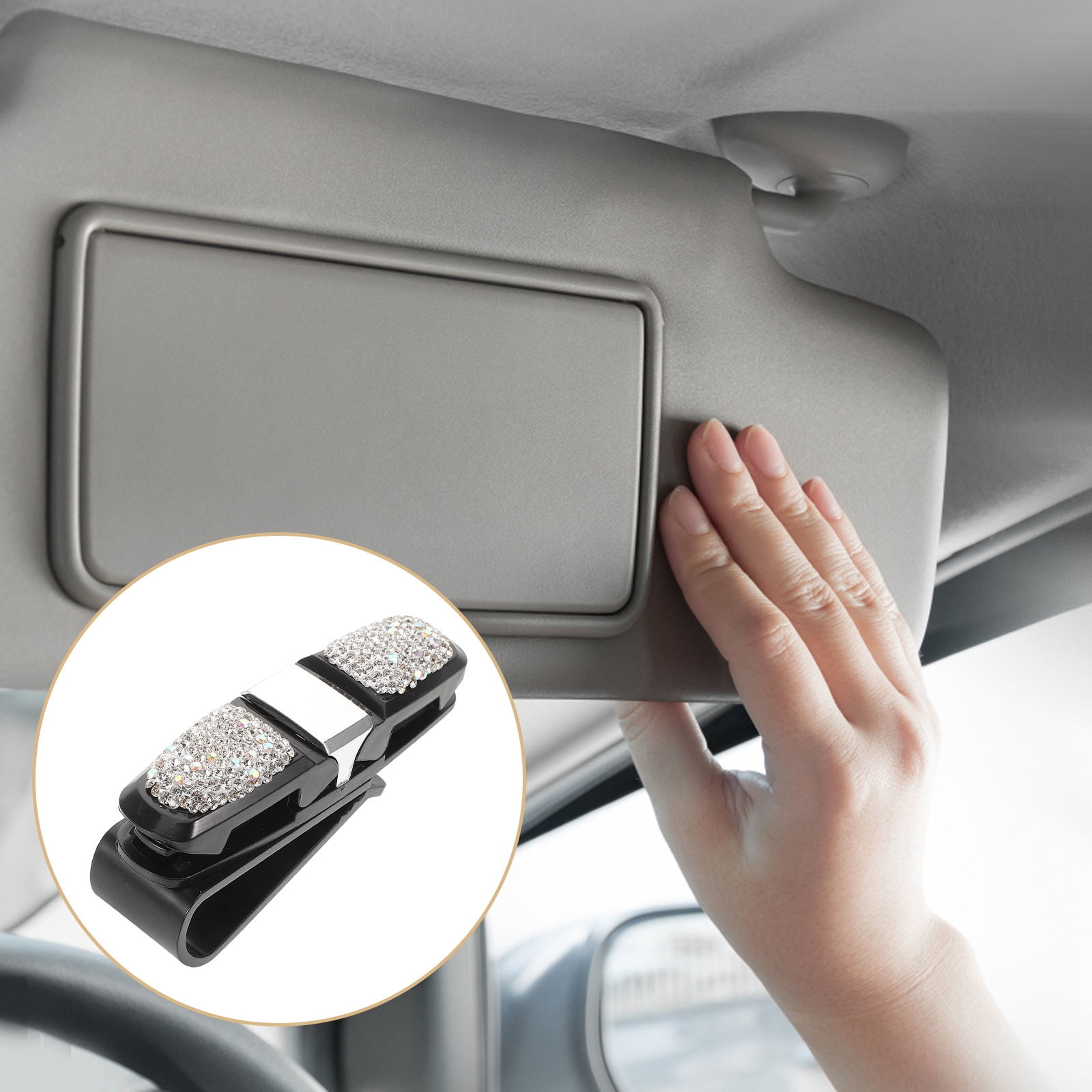 FUTUREORYY 1Set Car Visor Sunglasses Holder Clip with Bling Touch for ...