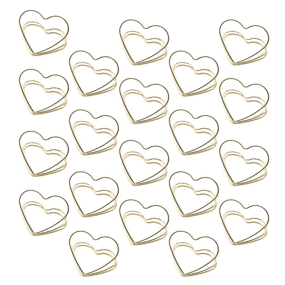 FUTUREORYY 20Pcs Heart Shaped Paper Clip Golden Metal Memo Clips Modern ...