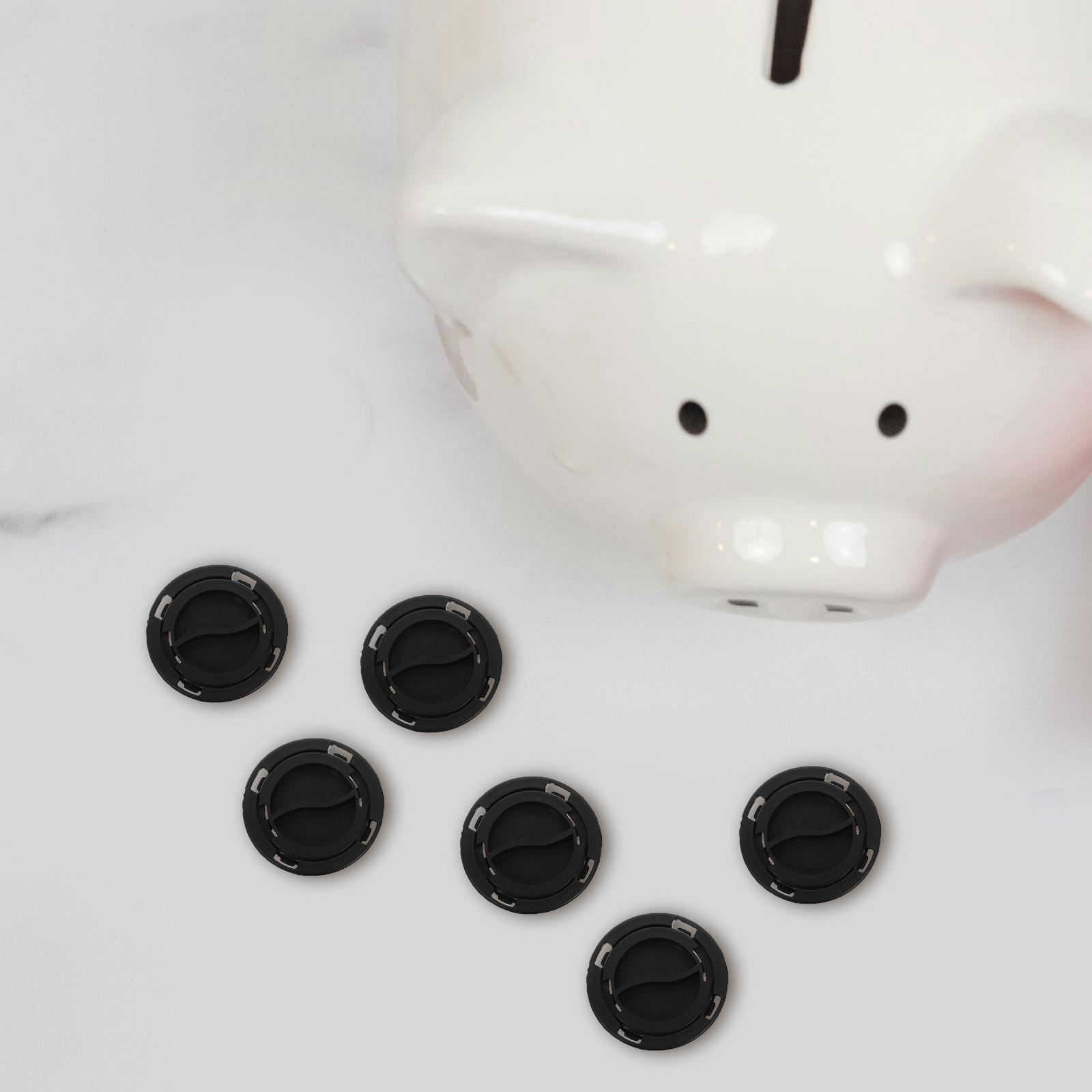 FUTUREORYY 20Pcs Piggy Bank Bottom Caps Round Black Plastic Sealing ...