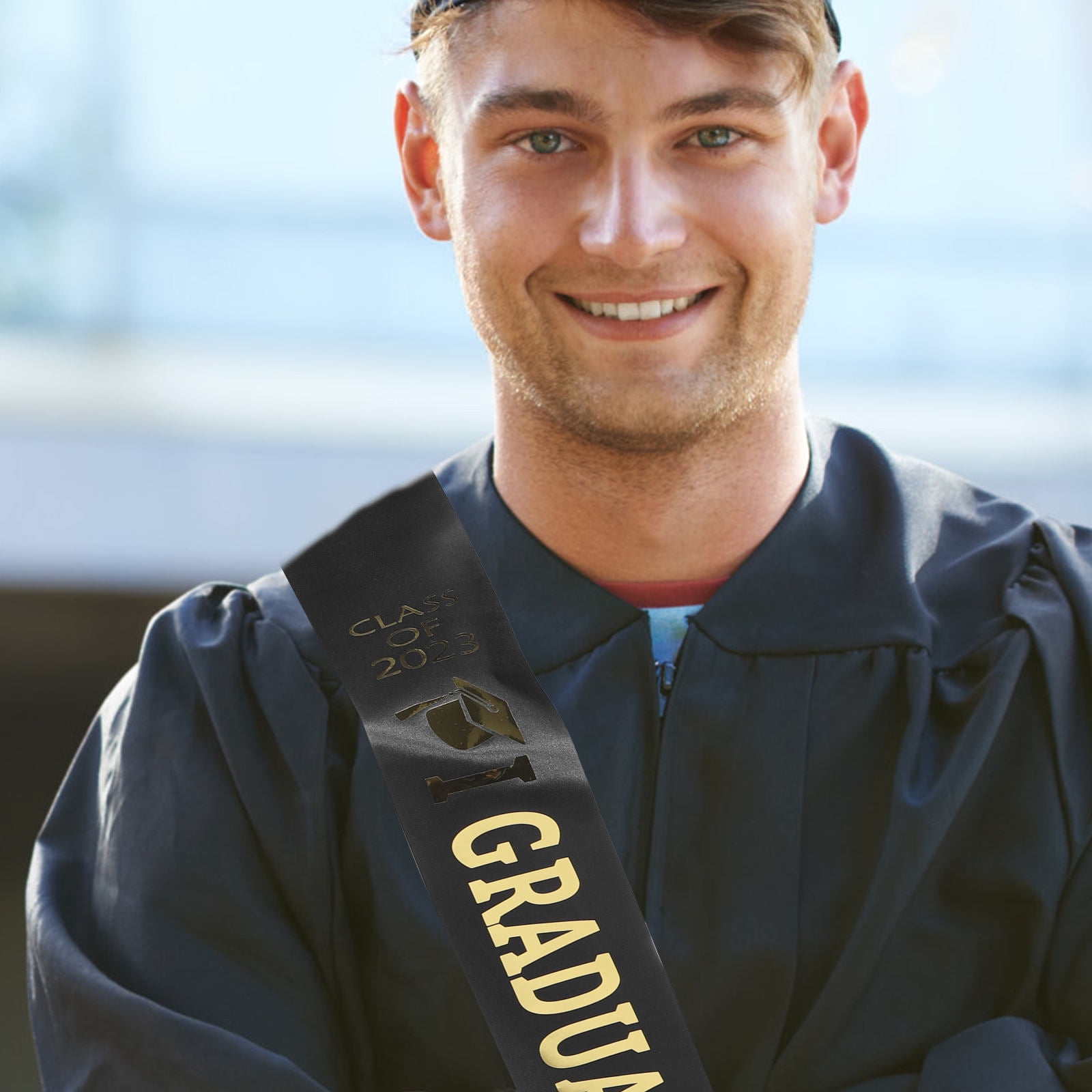 FUTUREORYY 2Pcs Graduation Sash Simple Design Black Fabric for ...