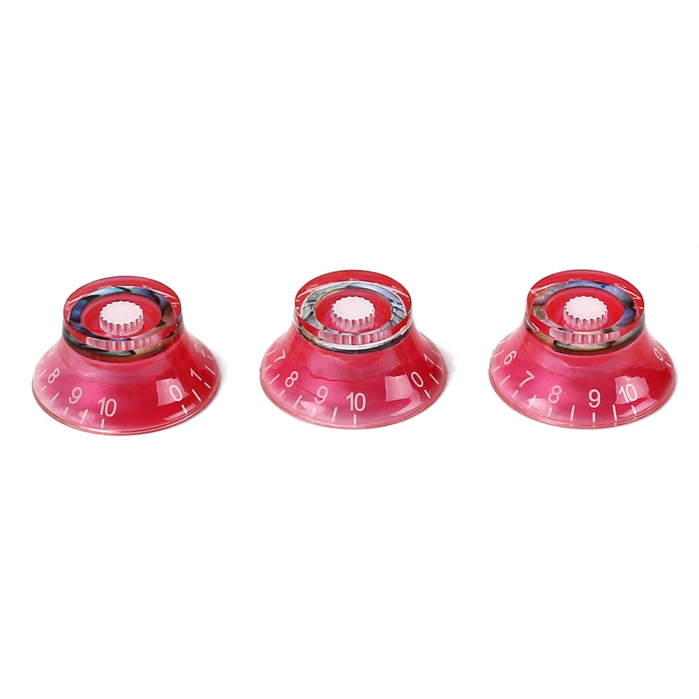 FUTUREORYY 3Pcs Set Red Round Acrylic Knobs for Electric Guitar Volume ...
