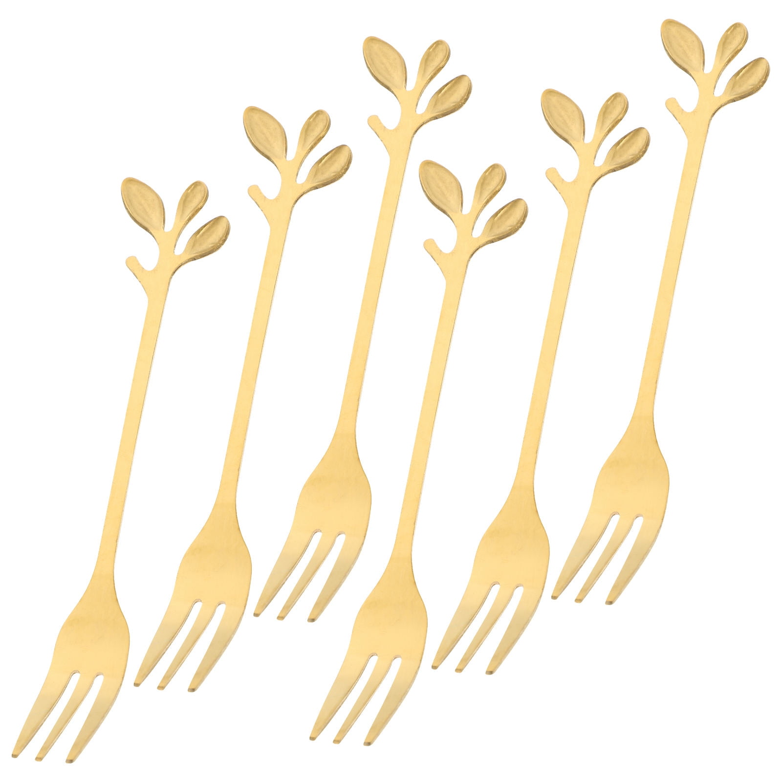 FUTUREORYY 6Pcs Mini Dessert Forks 3 Leaf Flower Shape for Elegant ...