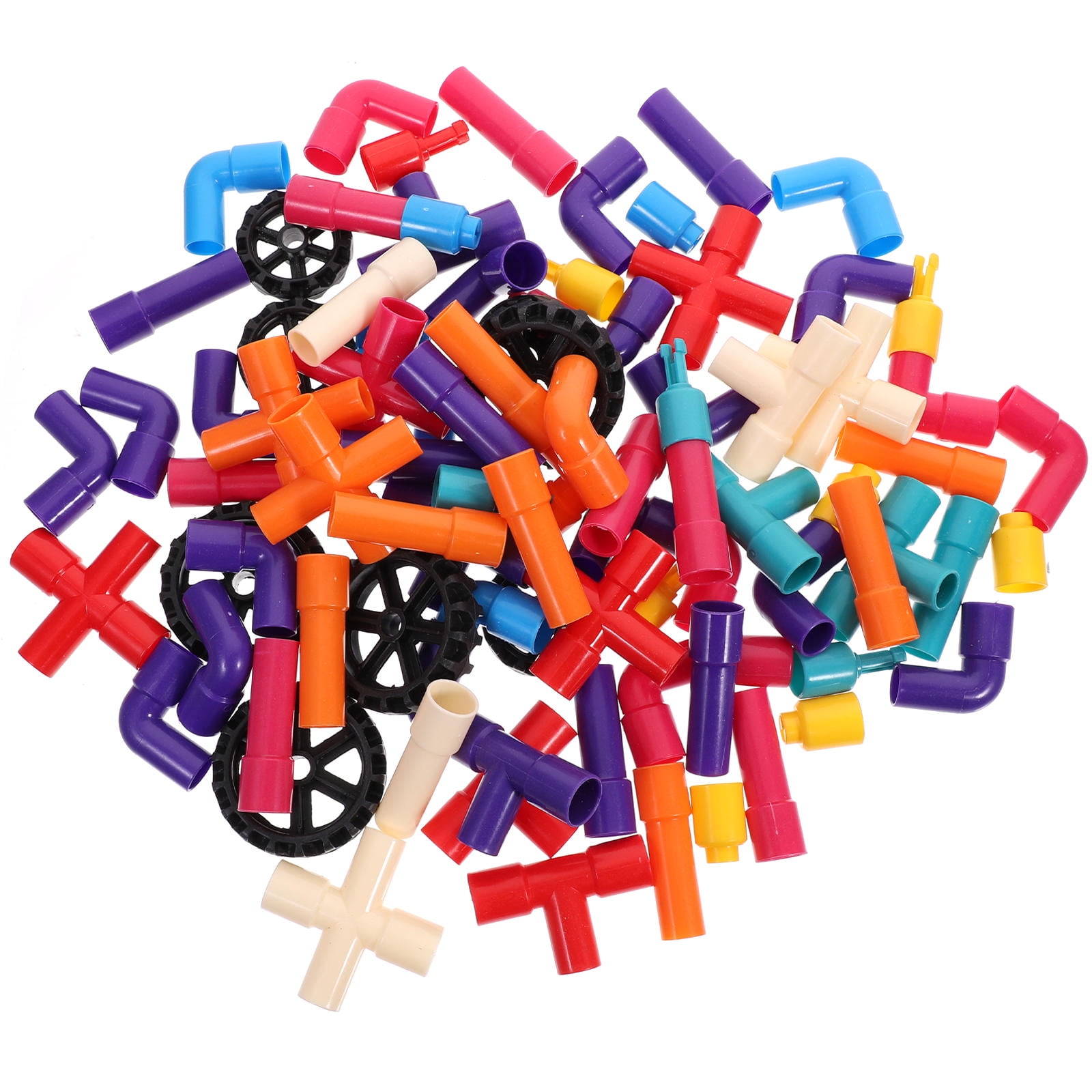 FUTUREORYY 96Pcs Building Blocks Assorted Color Plastic Geometric Shape ...