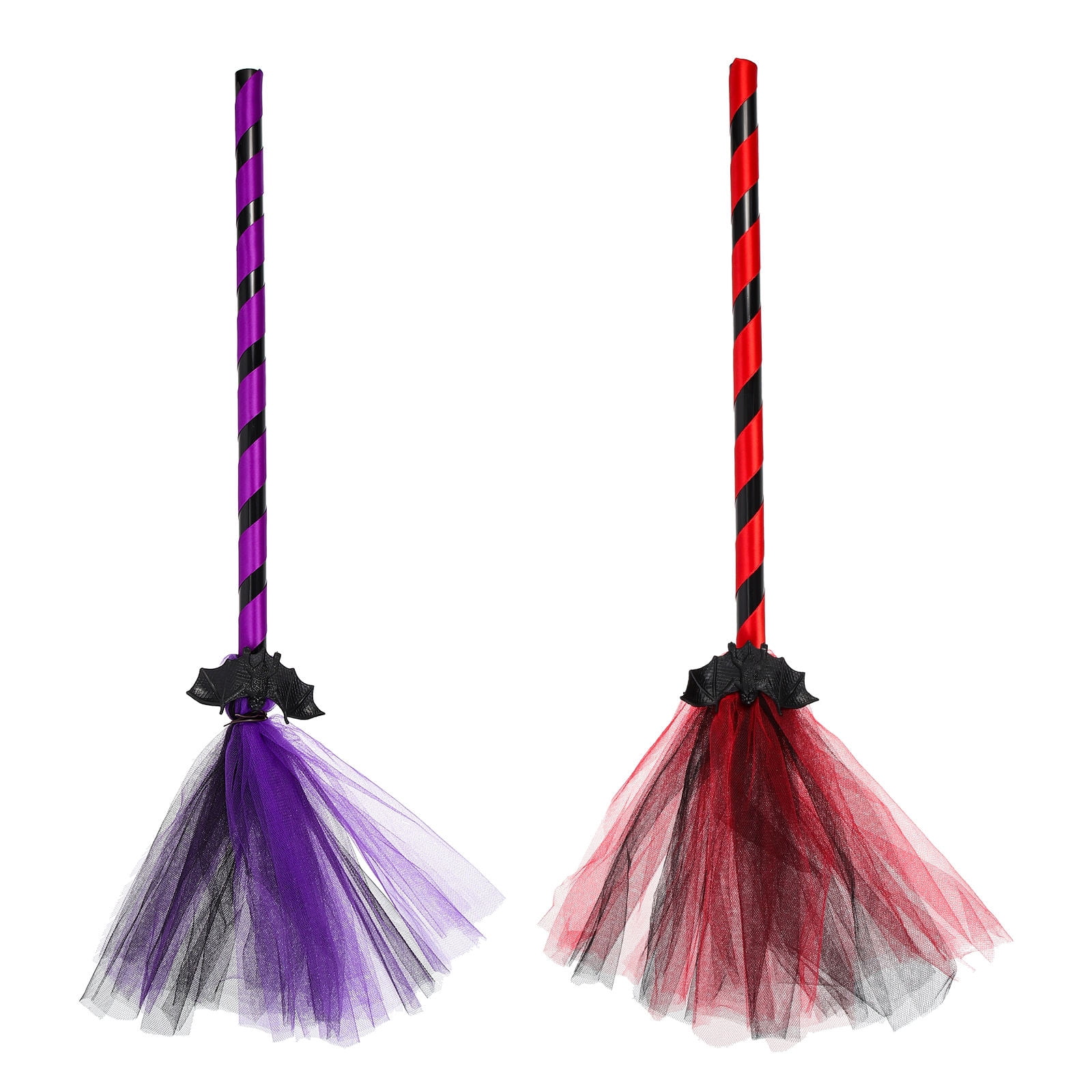 FUTUREORYY Broom Props Red for Dance Party Prop Gauze Plastic 2Pcs ...