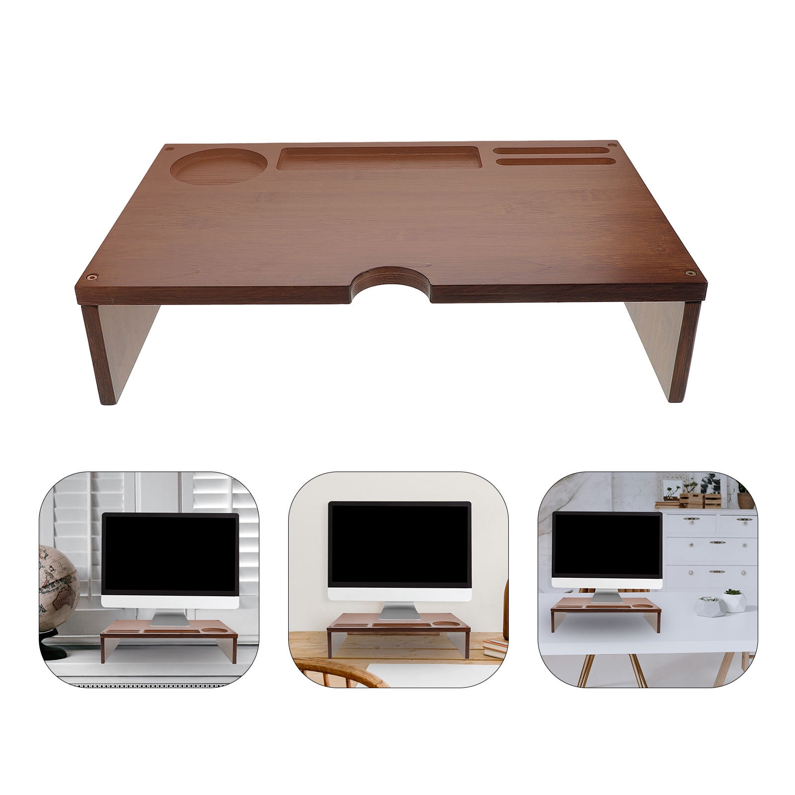FUTUREORYY Coffee Wooden Small Monitor Stand for General Users in Home ...