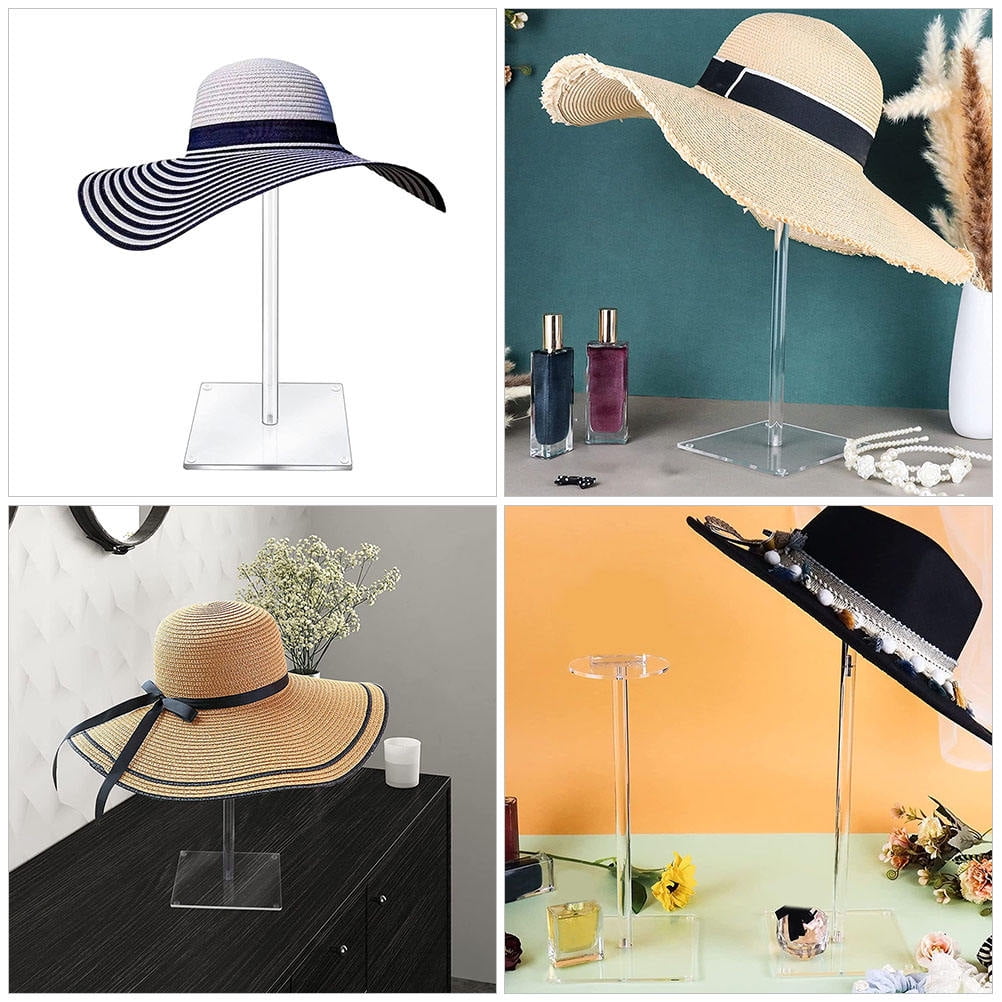FUTUREORYY Floor-Standing Hat Display Stand 43x15cm Acrylic Clear ...