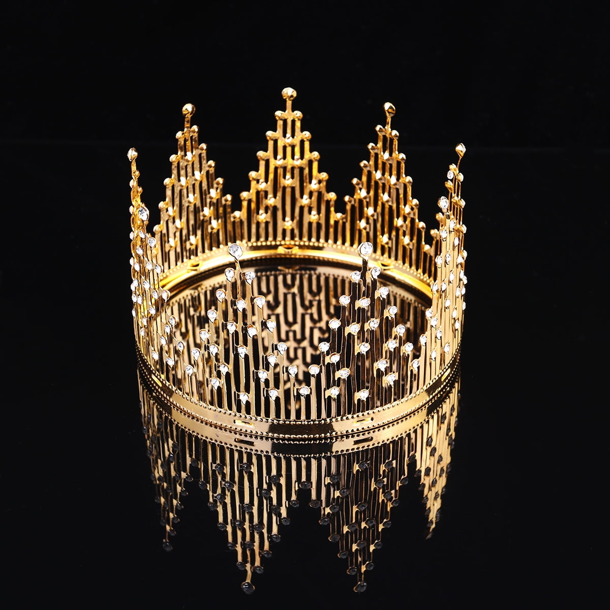 FUTUREORYY Golden Metal Crystal Crown Cake Topper 1Pc for Wedding ...
