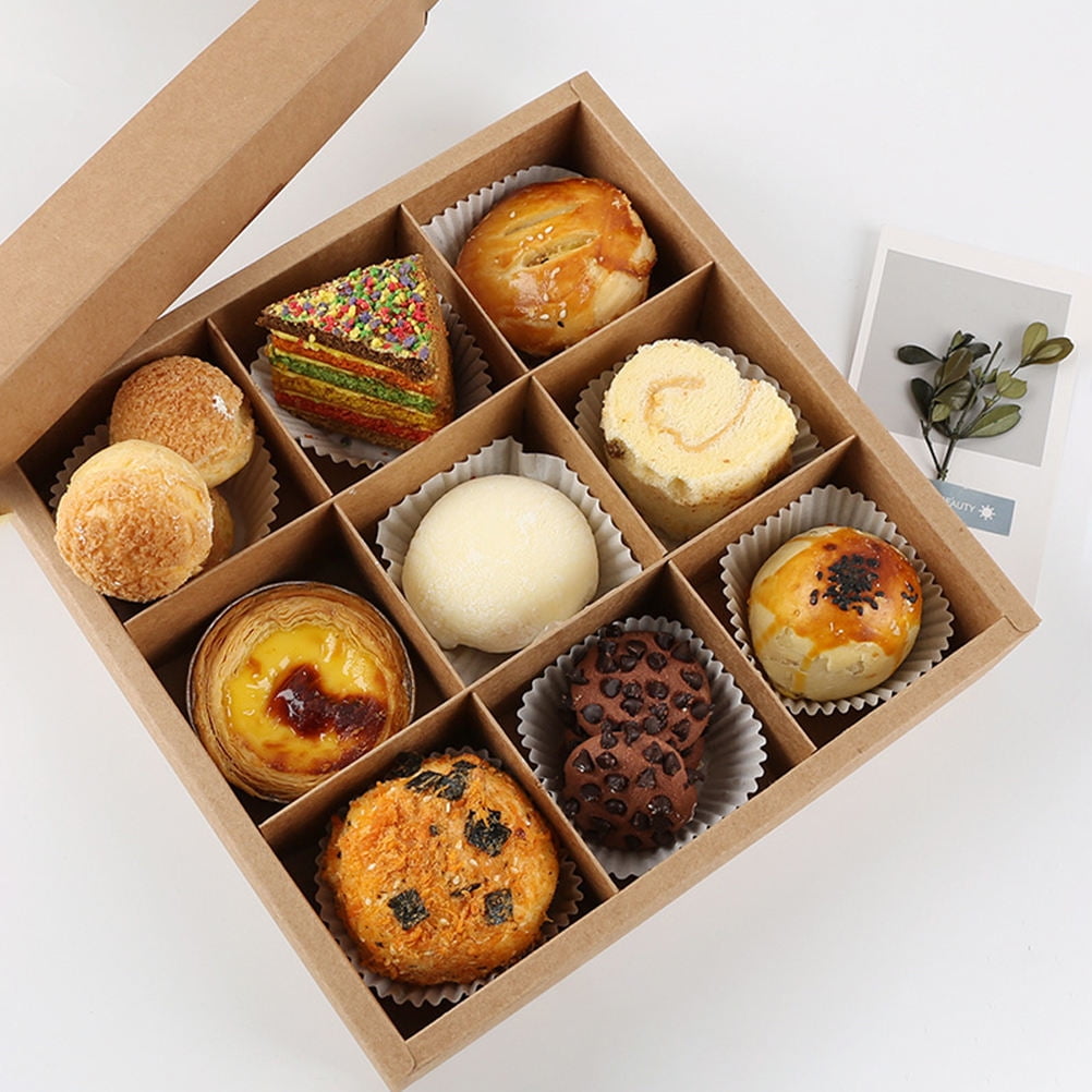 FUTUREORYY Khaki Paper Cake Boxes with Window Design for Cakes 9x9 ...