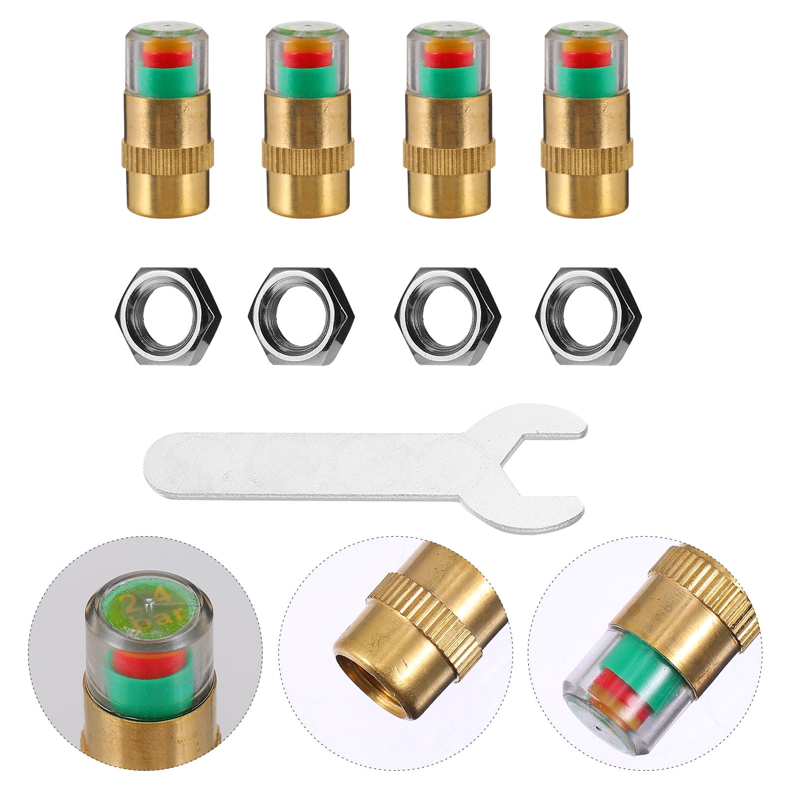 FUTUREORYY Replacement Tire Valve Cap Copper Plastic for Cars Indicate ...