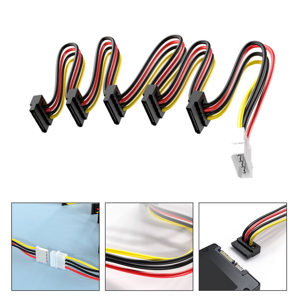 FUTUREORYY Tinned Copper 1Set Power Cord 4-Pin Male to 5-Port 15-Pin ...