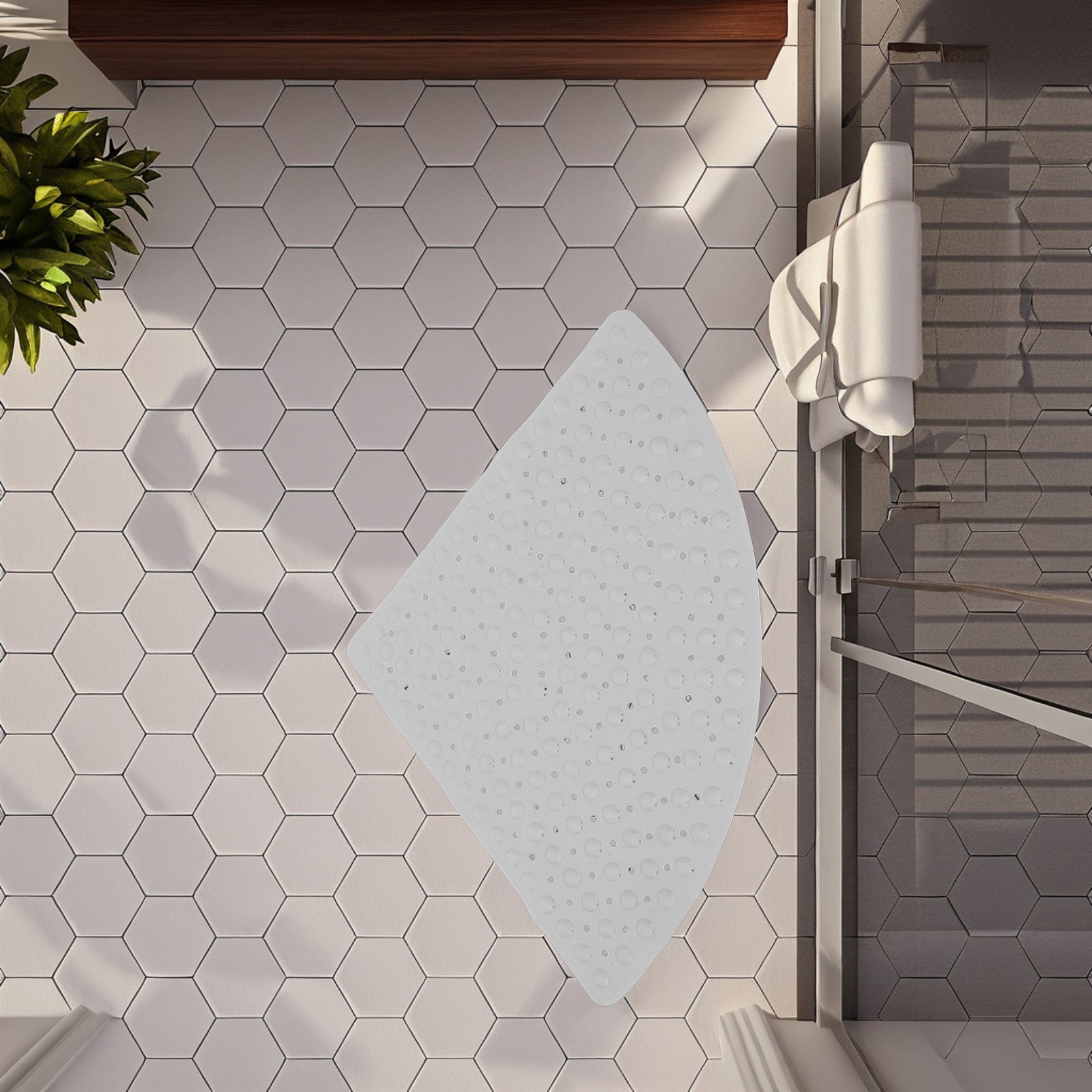 FUTUREORYY Triangle Bath Mat 70x70x1in Grey Silicone Minimalist Design ...