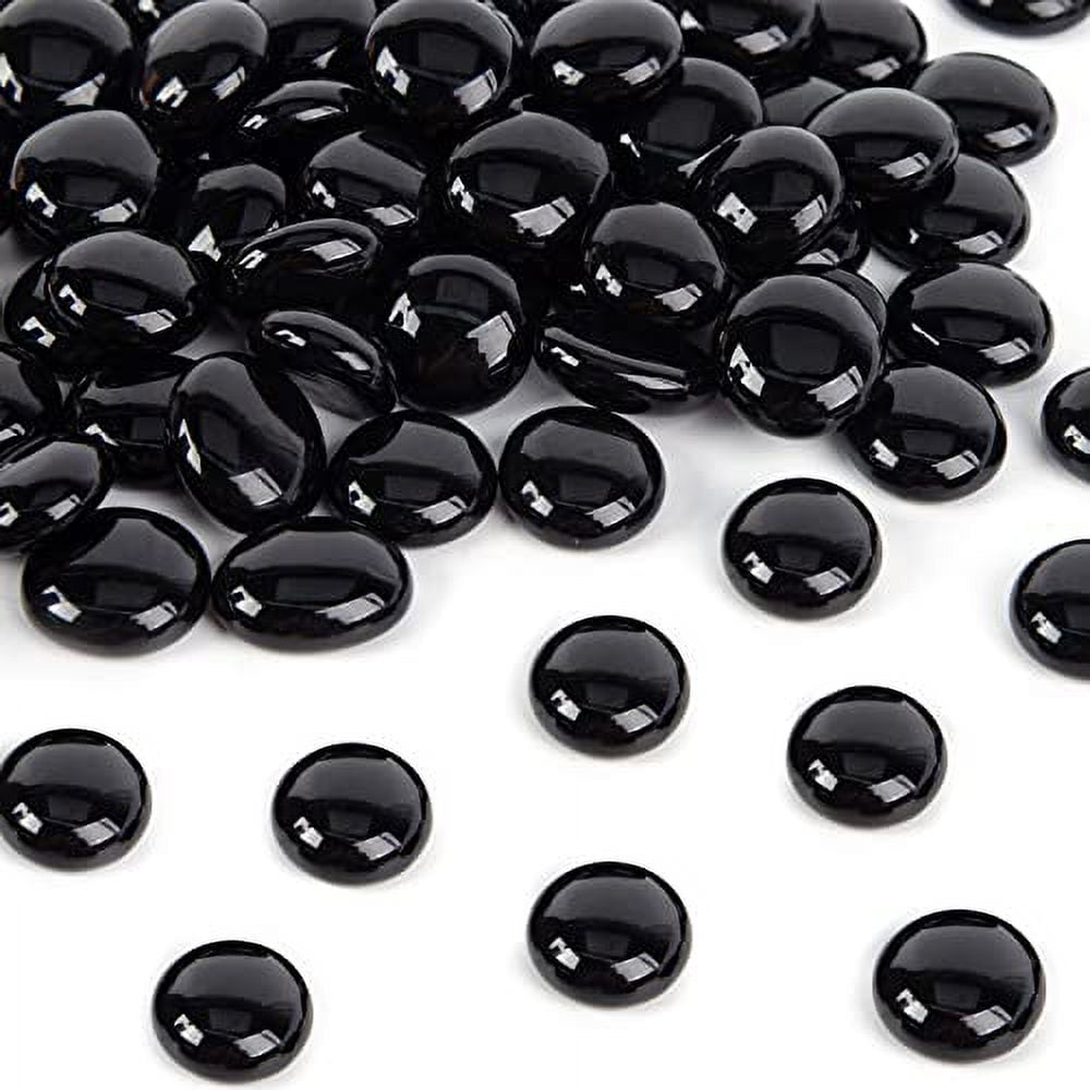 FUTUREPLUSX 1LB Black Flat Glass Marbles, Mancala Stones Premium Dark ...