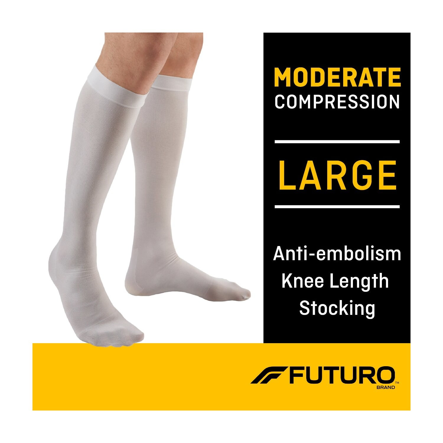 FUTURO Anti-Embolism Knee Highs, Unisex, Large, Moderate Compression ...