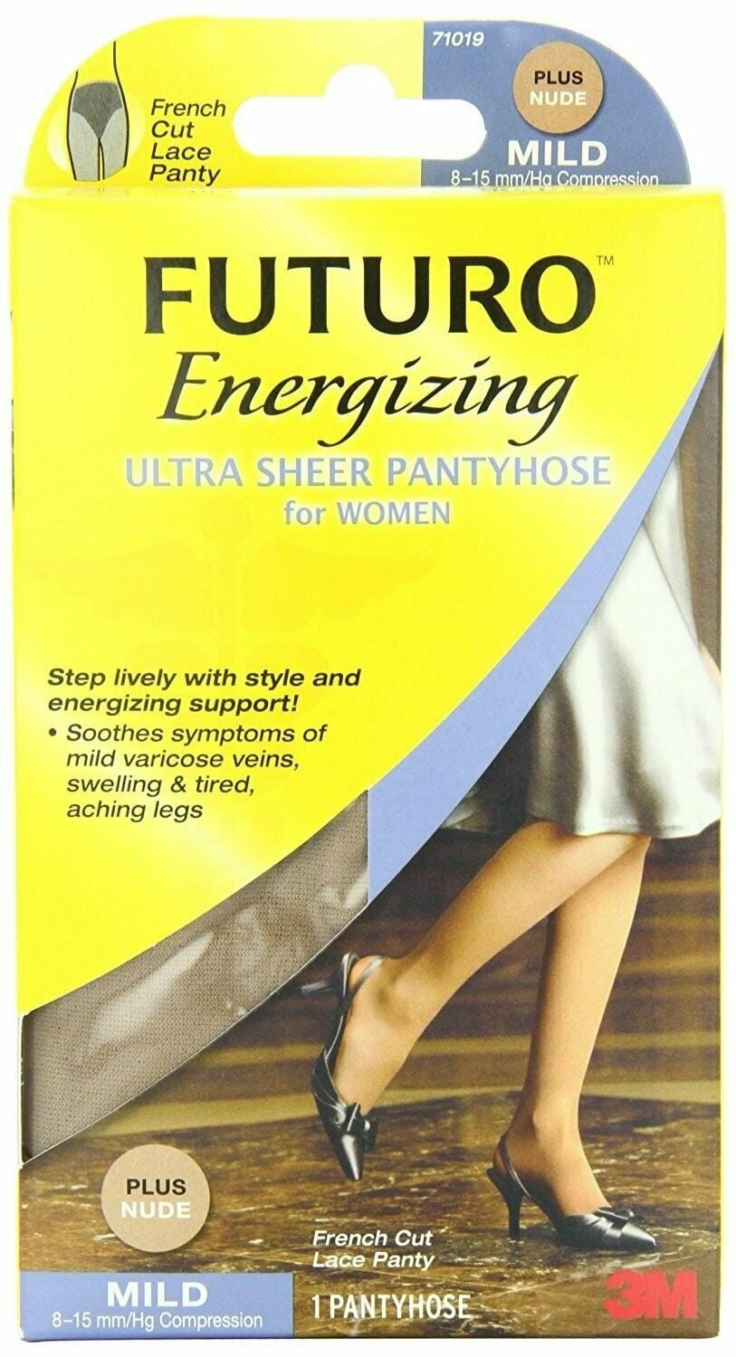 FUTURO Energizing Ultra Sheer Pantyhose Women French Cut Mild Nude, 2 ...