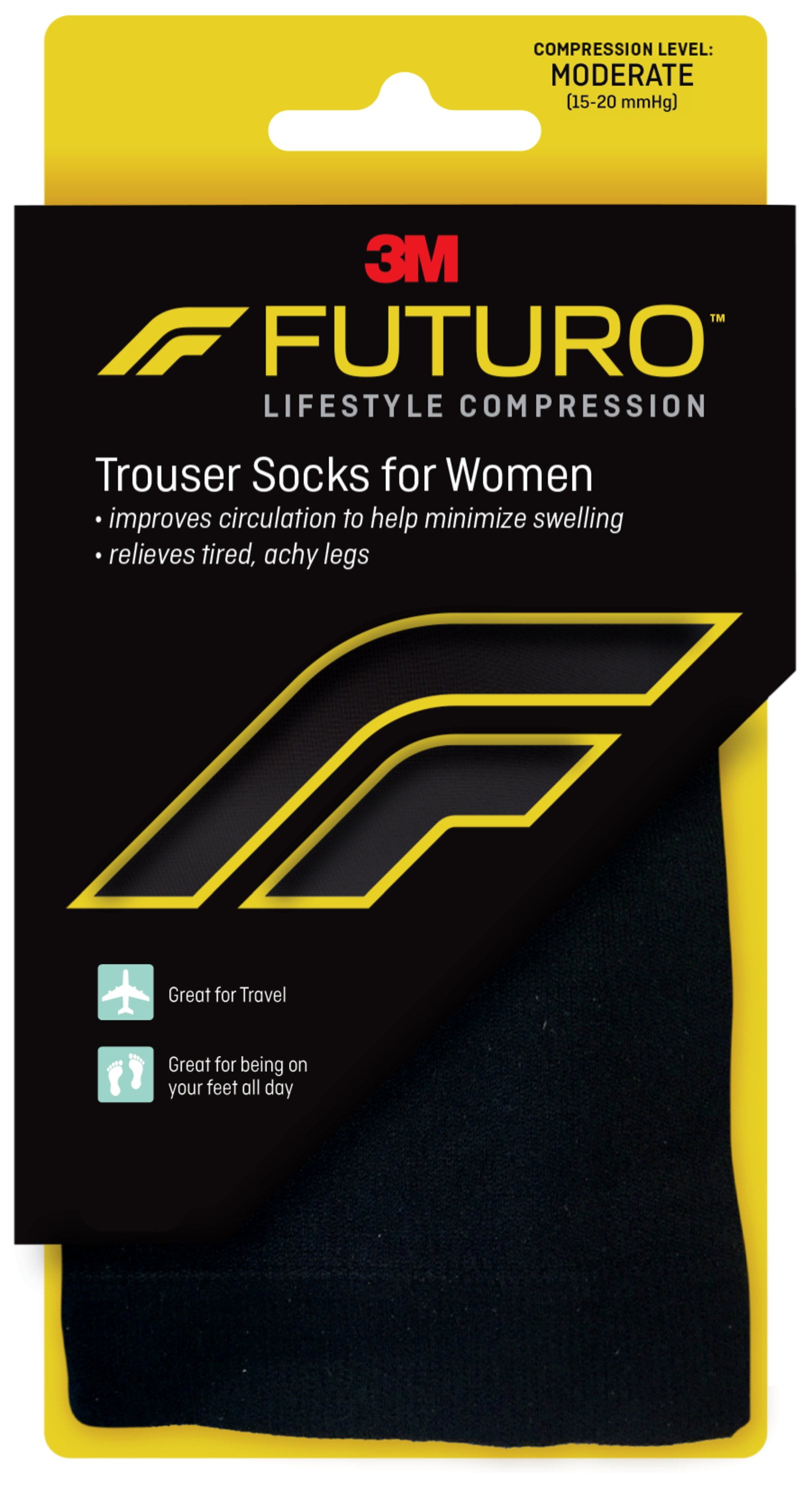 FUTURO Trouser Socks, Medium, Moderate Compression, Black, Female ...