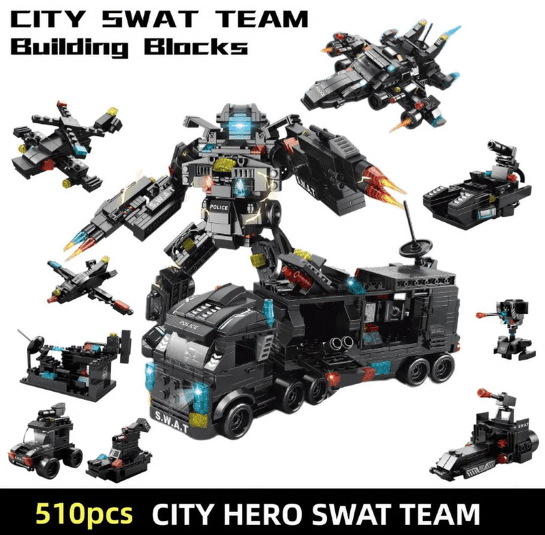 FUUY City SWAT Team Building Blocks, Car Robot, 750pcs, ABS Plastic ...